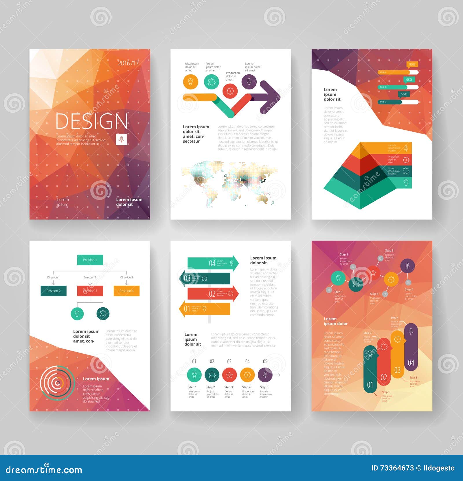 Business Brochure Template with Infographics Stock Vector ...