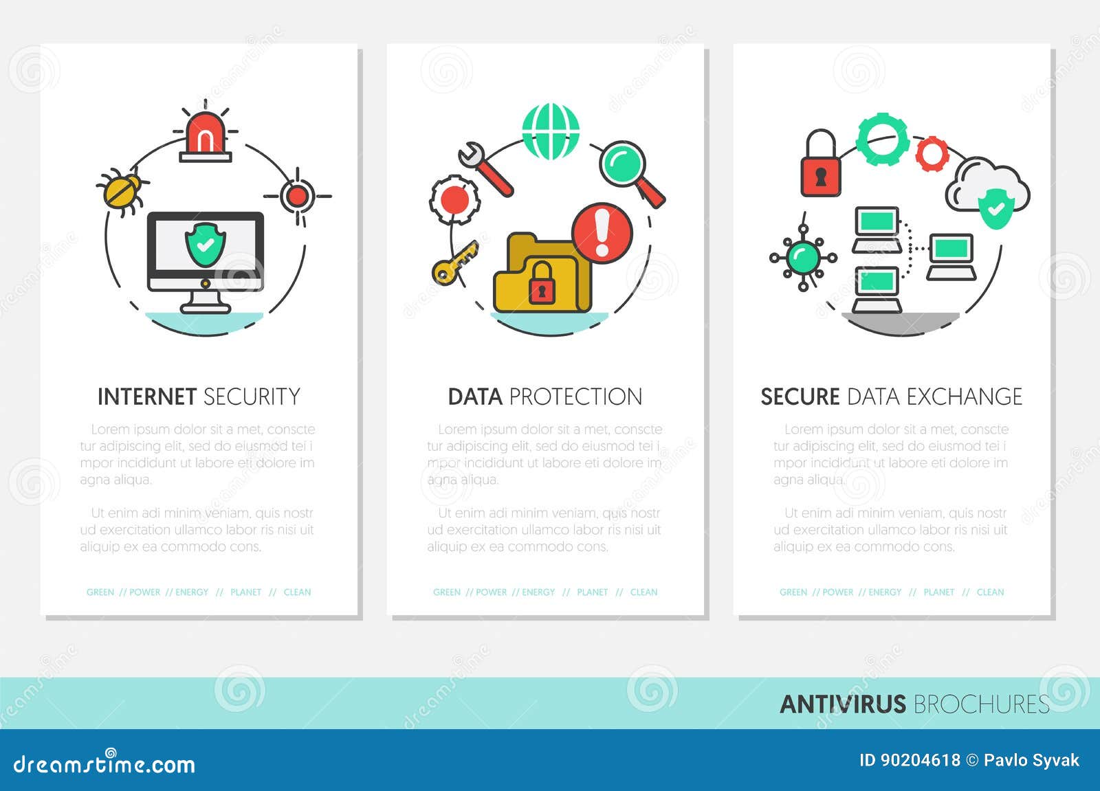 Business Brochure Template. Internet Security Data Protection Linear ...
