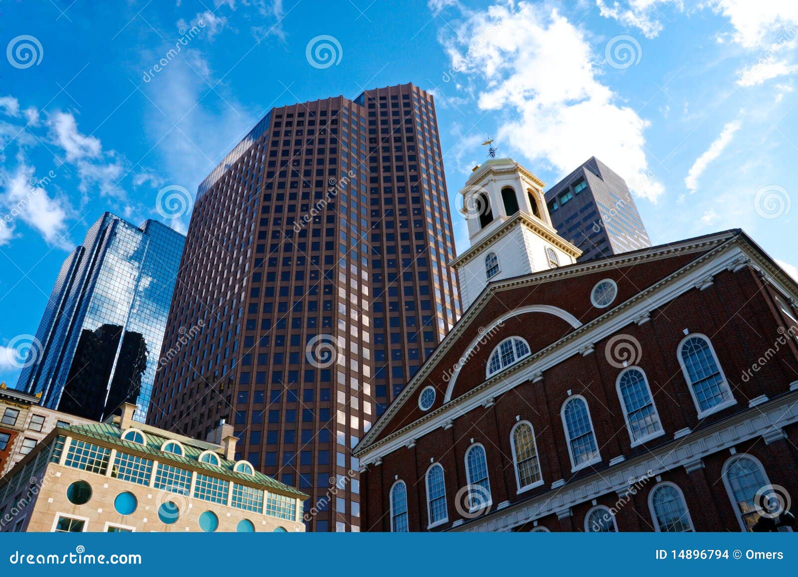Business Building and Old Tower Stock Photo - Image of water, high ...