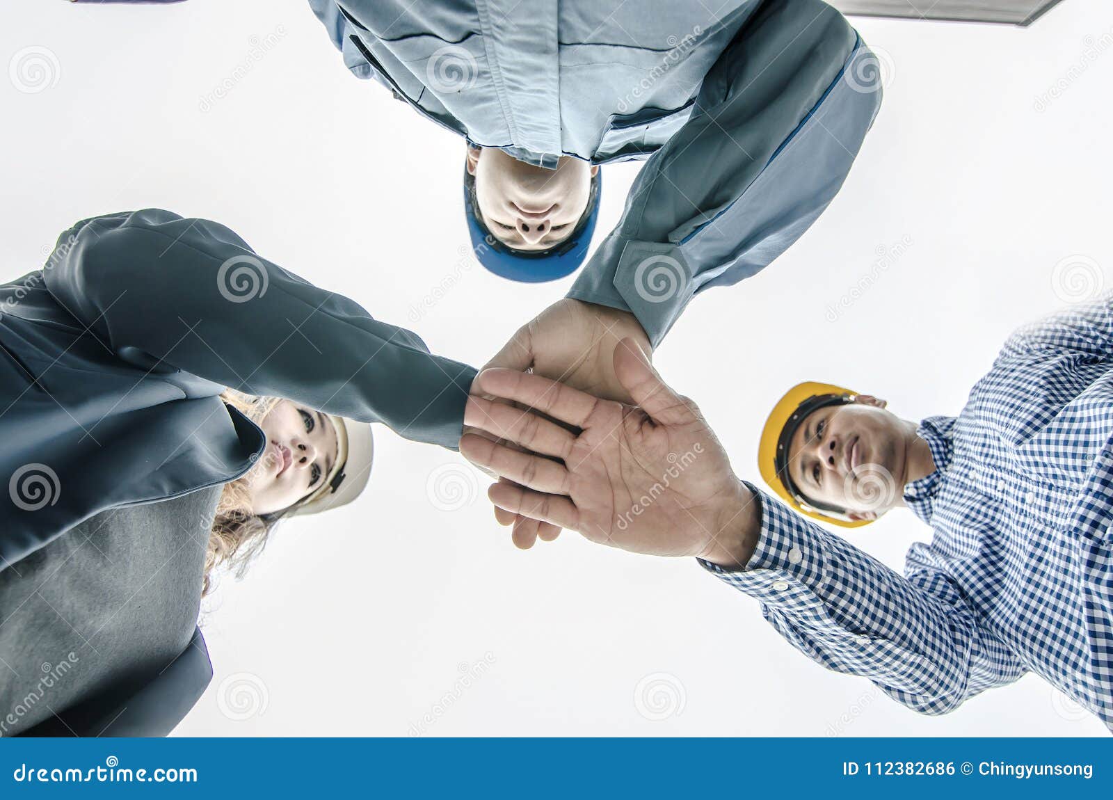Business, Building, Partnership, Gesture ,stacking Hands Express Their ...