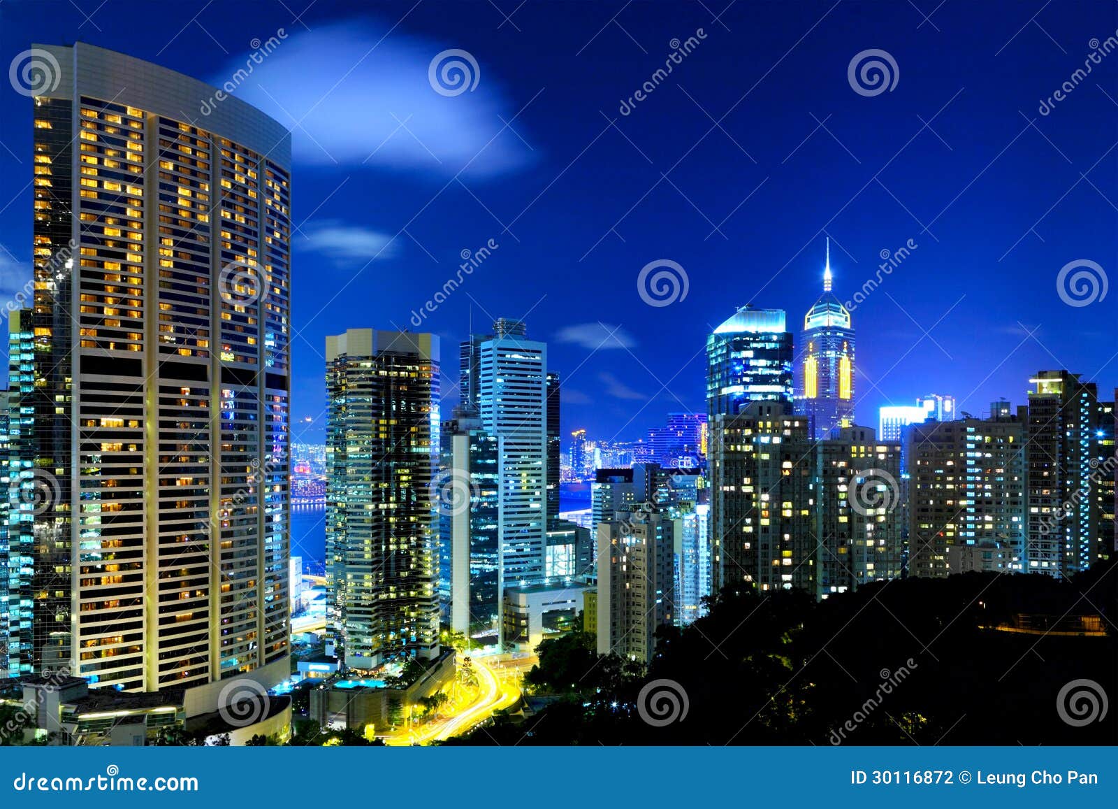 Business Buildings at Night Stock Photo - Image of financial ...