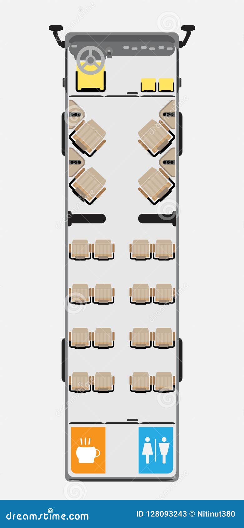 Business Bus seat map stock illustration. Illustration of view - 128093243