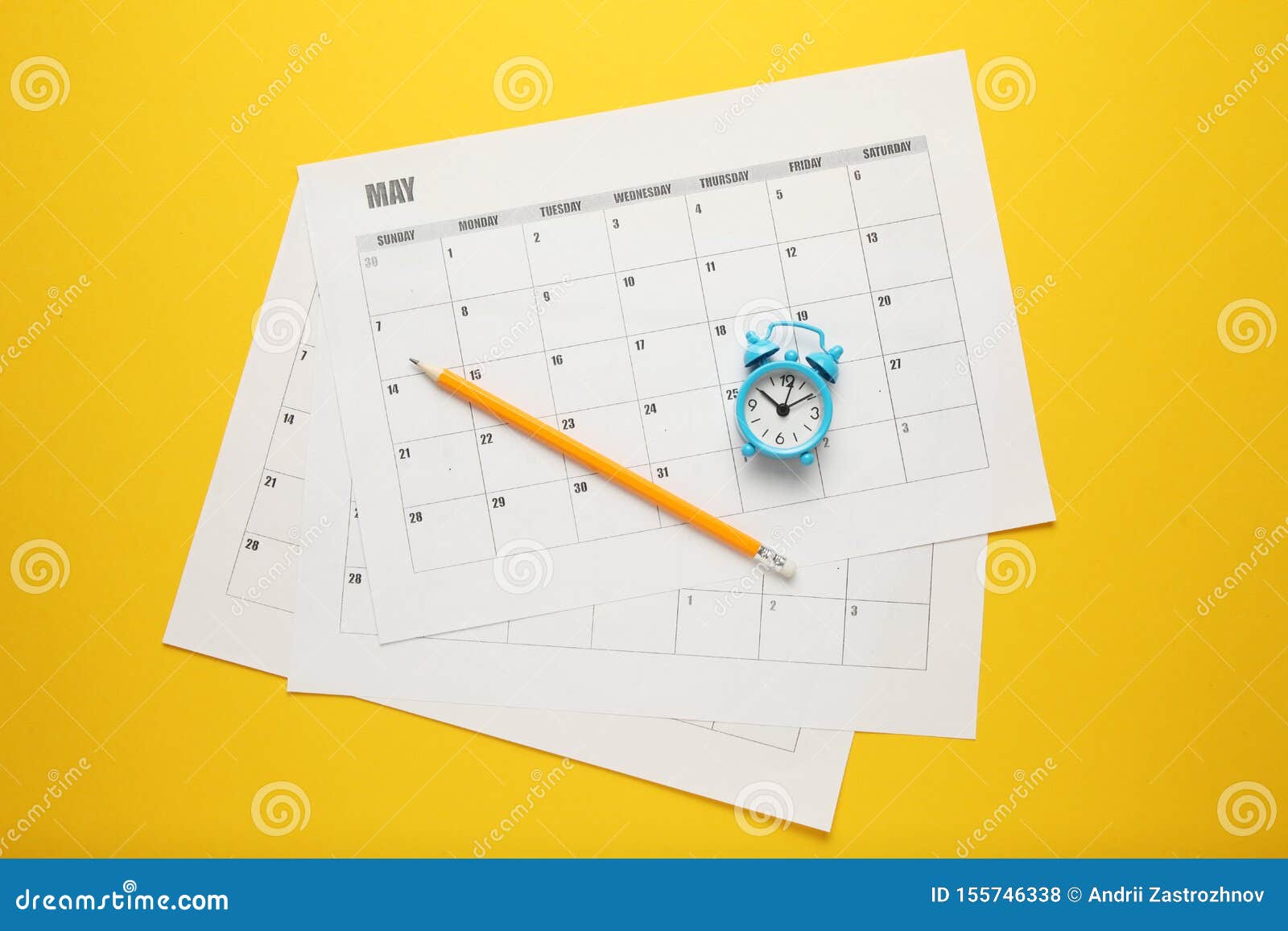 Business Calendar, Pencil and Clock. Date Reminder, Office Schedule ...