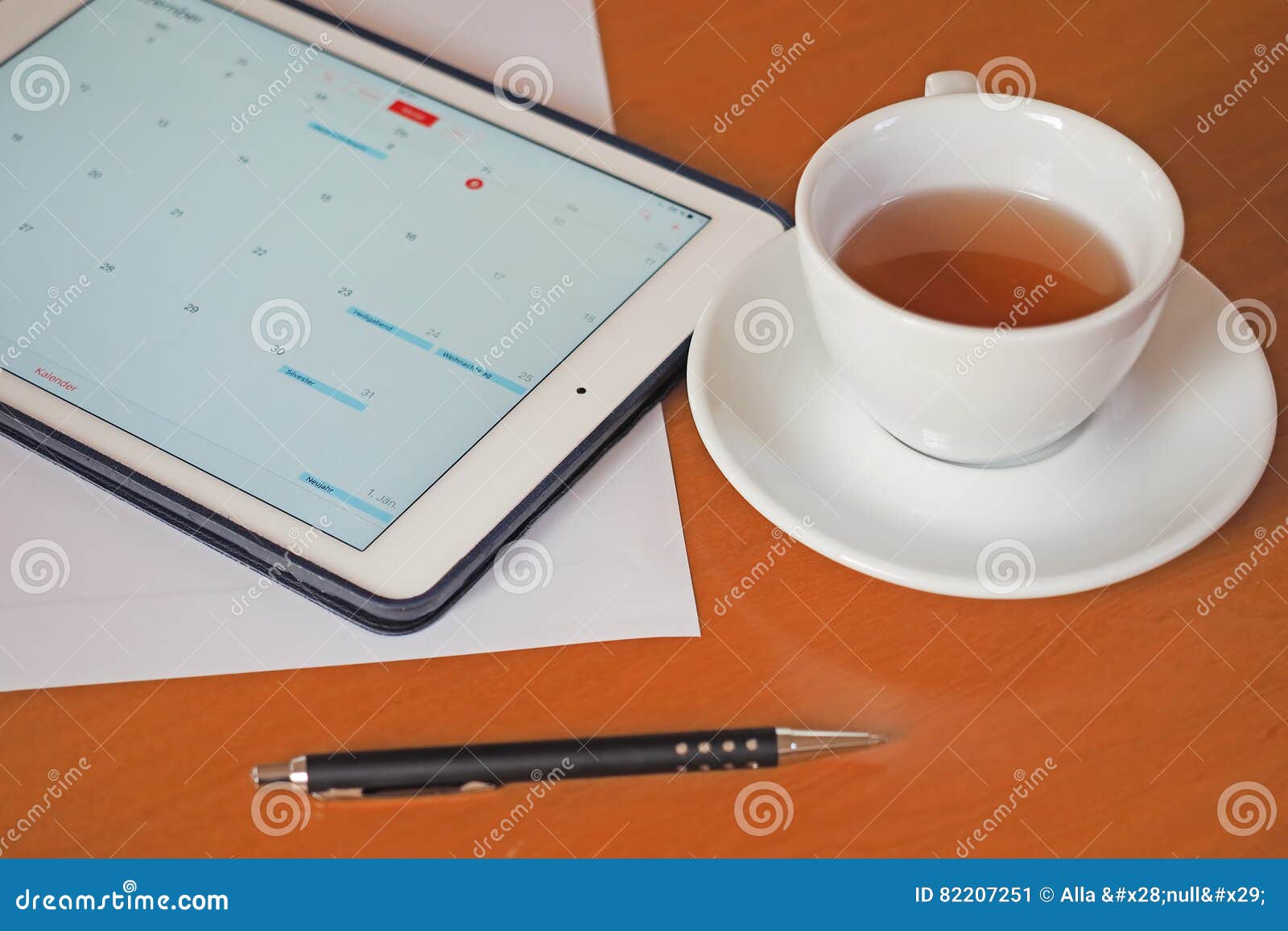 Business, Calendars, Appointment. Office Table with Notepad, Computer ...