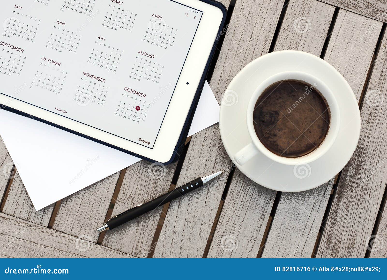 Business, Calendars, Appointment. Office Table with Notepad, Computer ...