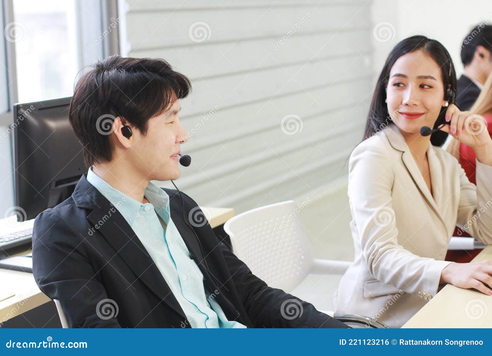 Business Call Center and Technical Support Staff or Receptionist Phone ...