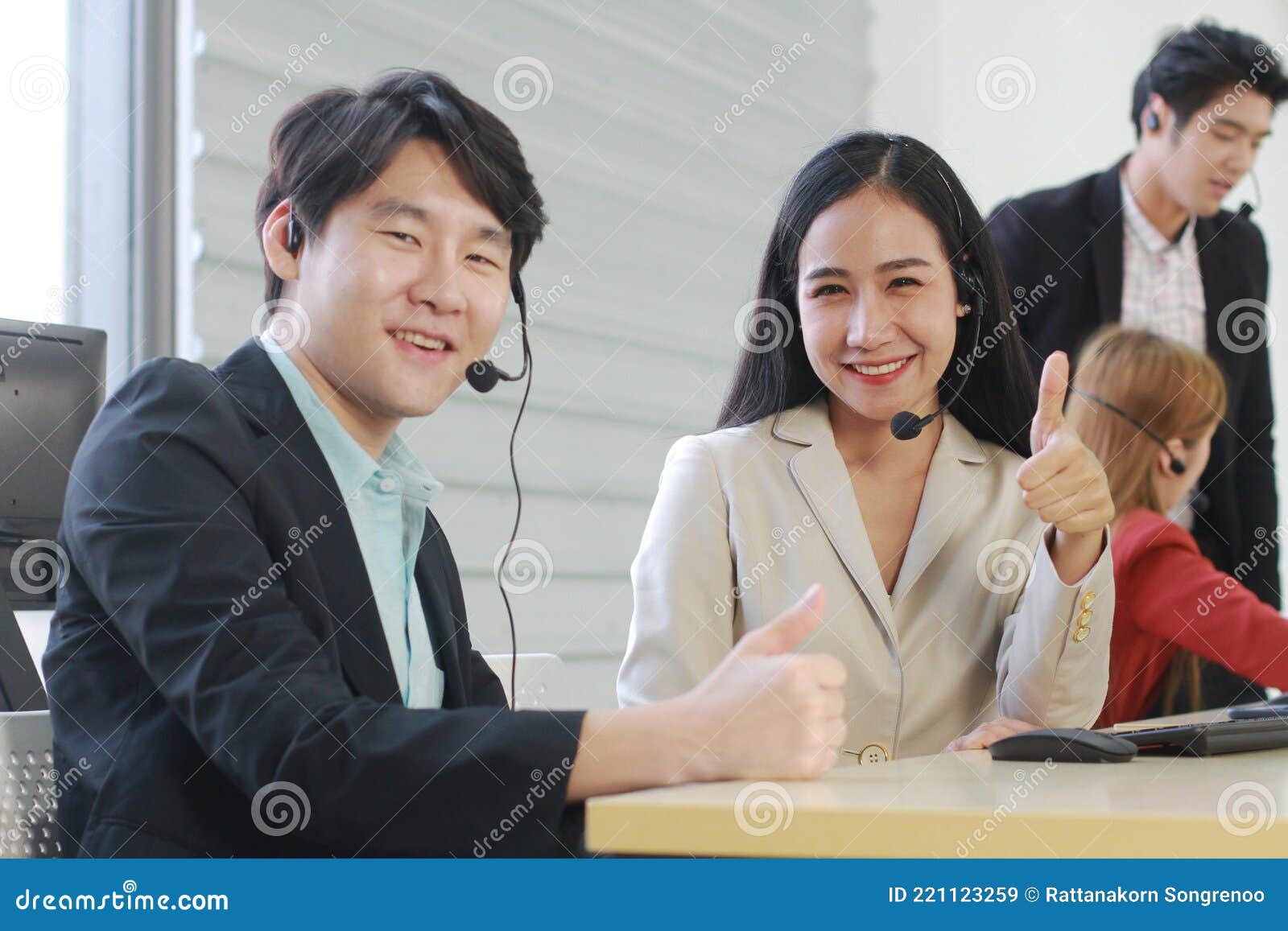 Business Call Center and Technical Support Staff or Receptionist Phone ...