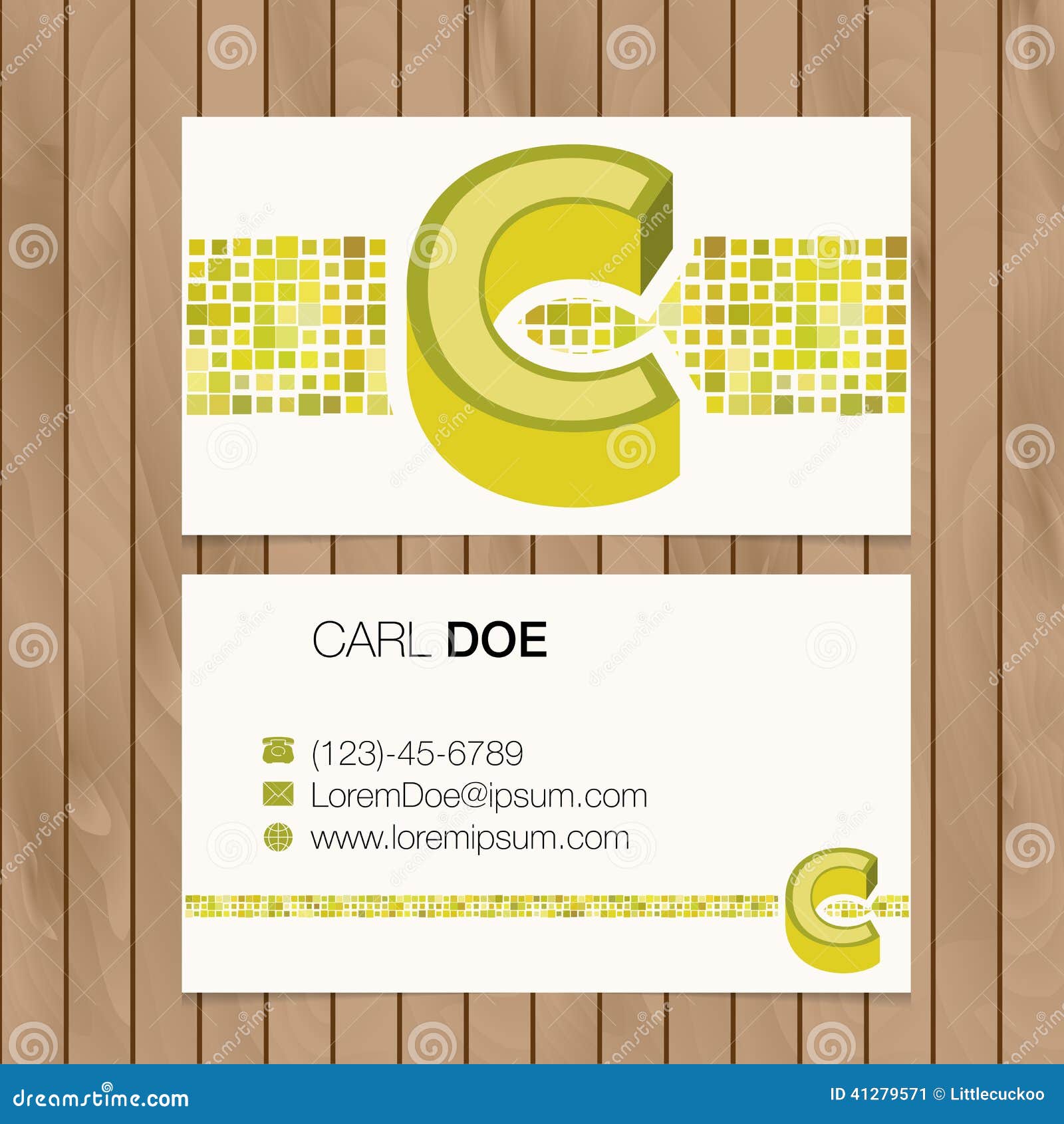 Business Card with Alphabet Letter on a Wood Background Stock Vector ...
