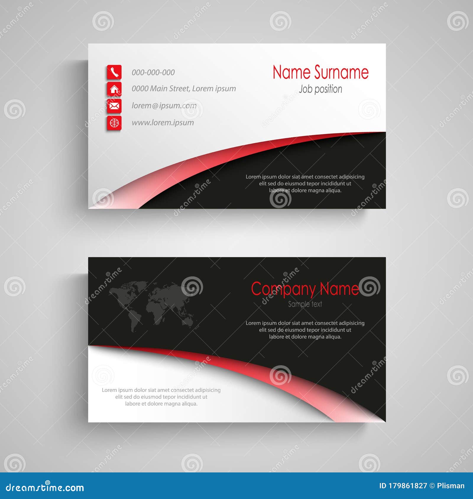 Business Card with Arches in White Black Red Design Stock Vector ...