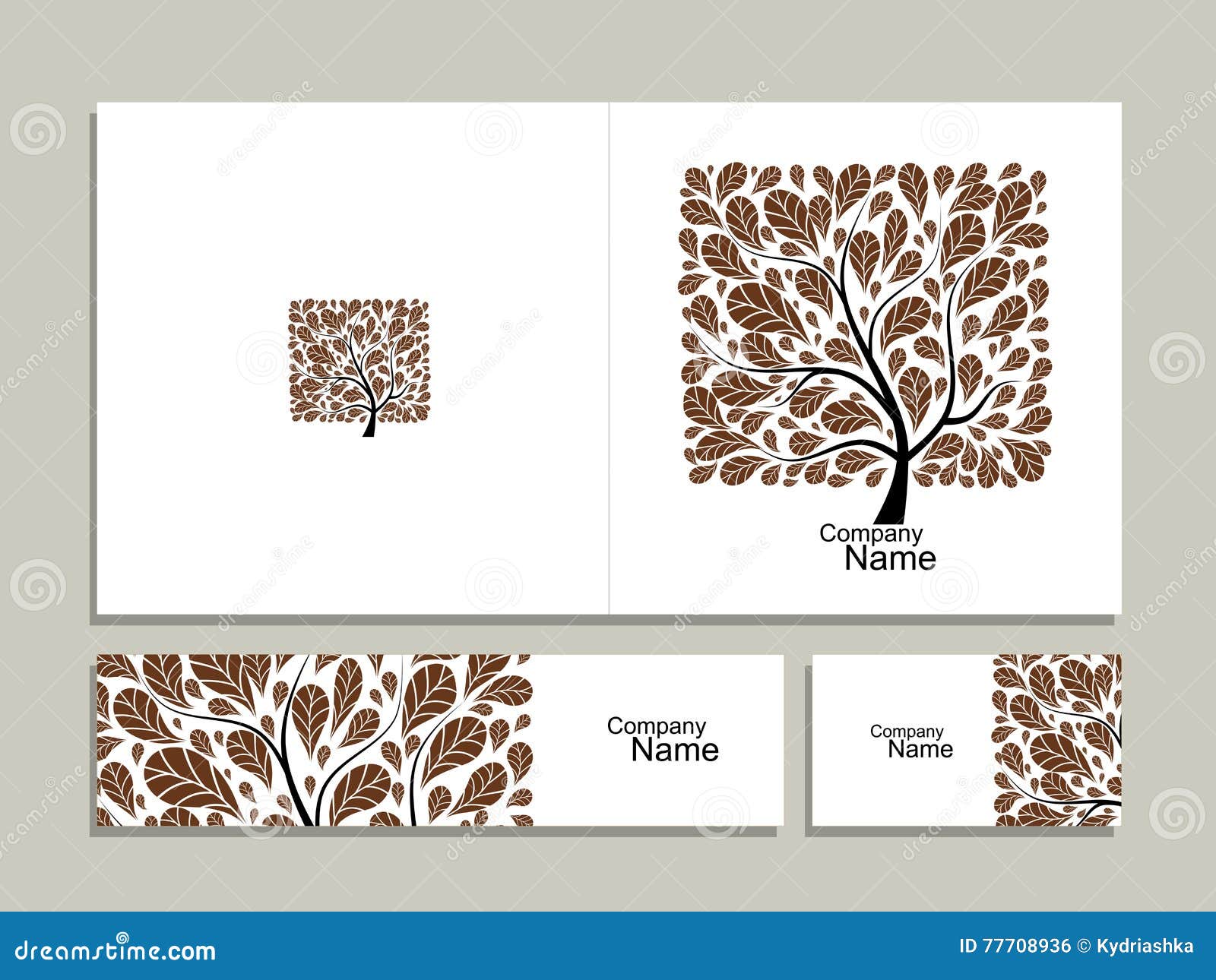 Business Card Collection, Abstract Square Tree Design Stock Vector ...