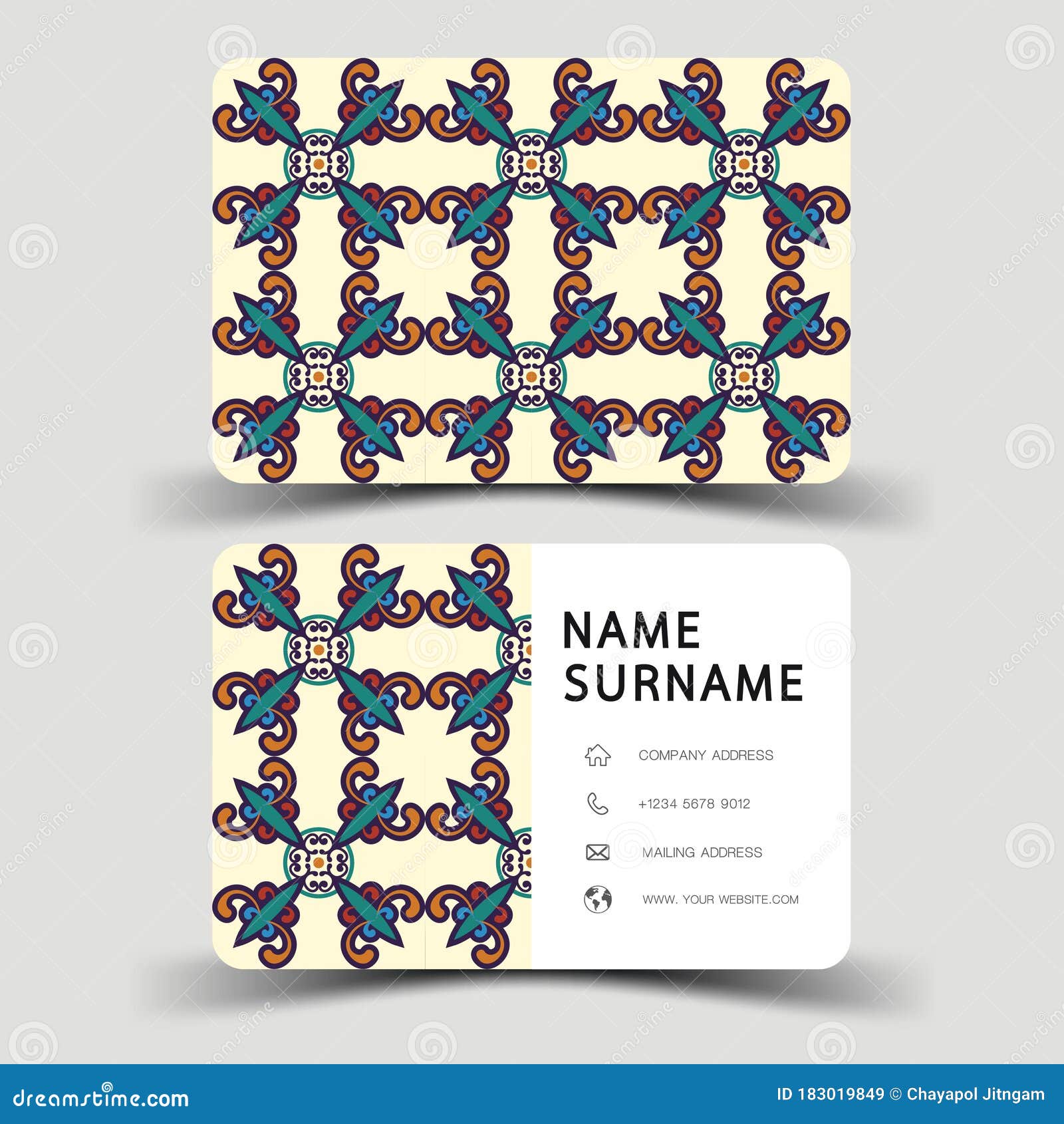 Business Card Design. with Abstract Pattern Stock Vector - Illustration ...