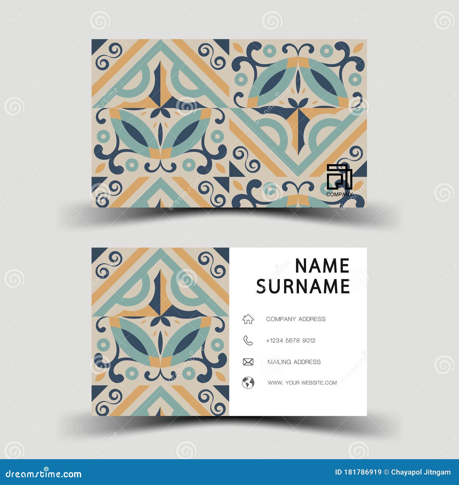 Business Card Design. with Abstract Pattern Stock Vector - Illustration ...