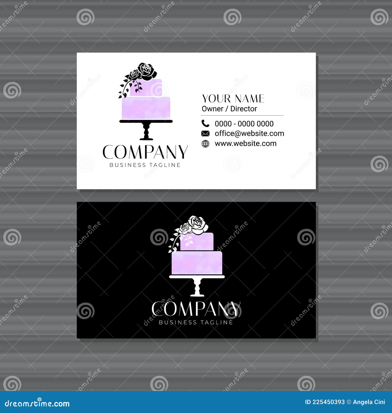 Business Card Design with Cake Stock Vector - Illustration of pastry ...