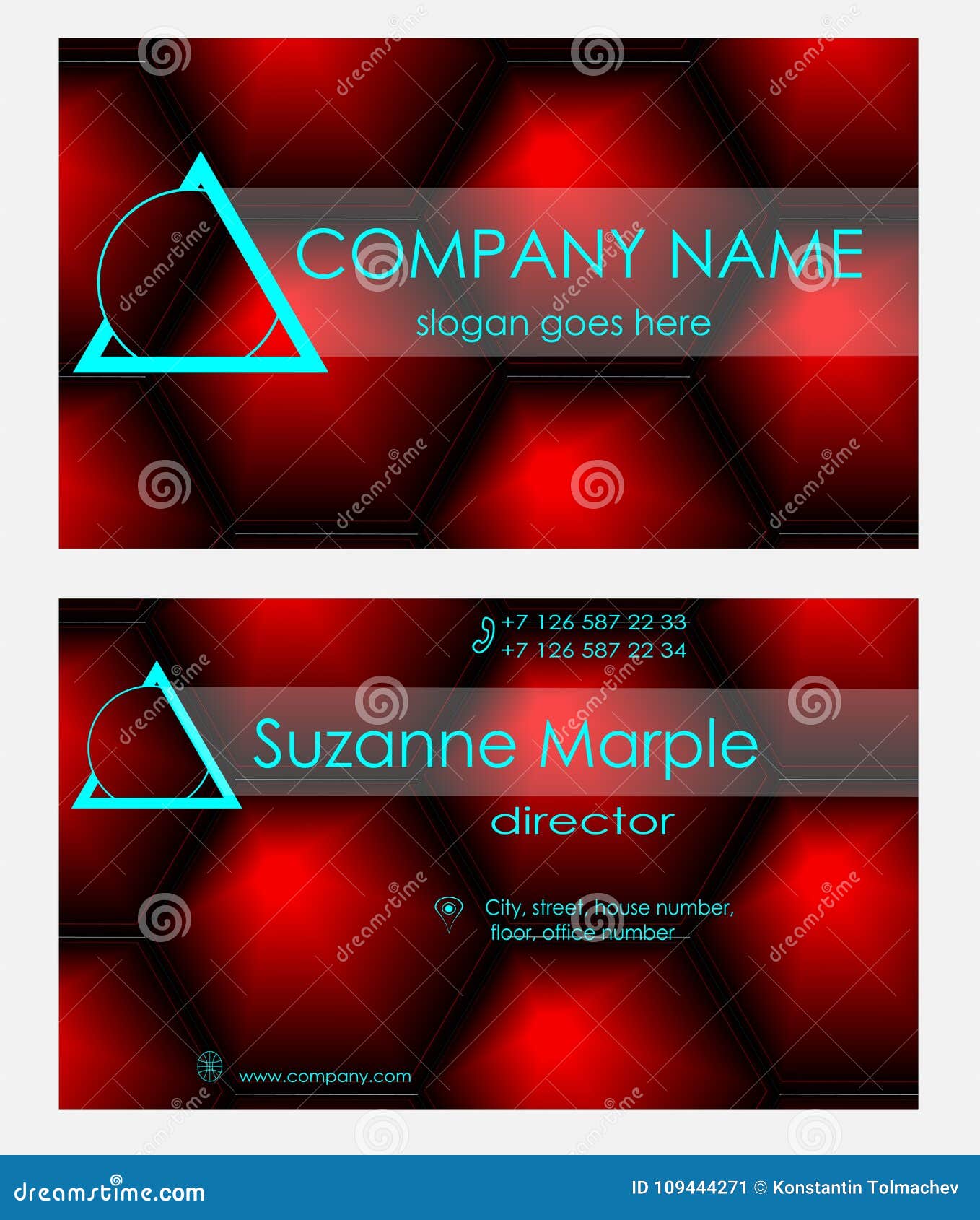 Business Card Design on Dark Red, Abstract Background Business Card ...