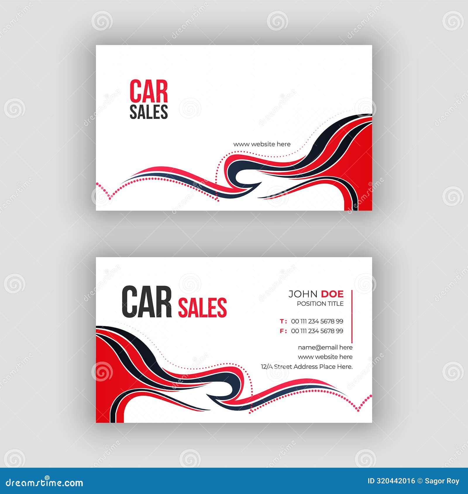 Automotive Business Card Or Name Card Template. Cartoon Vector ...