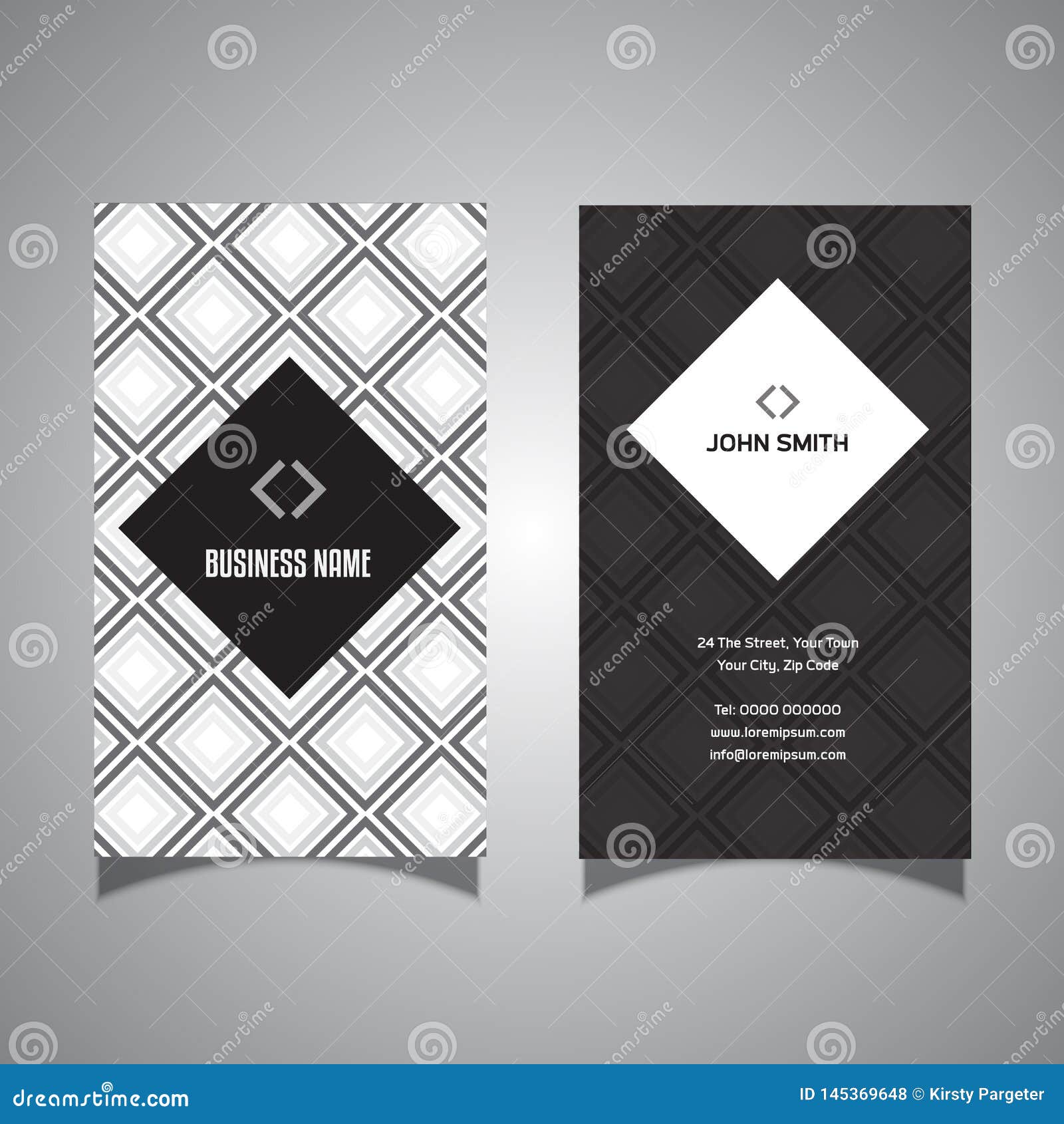 Business Card with Diamond Pattern Design Stock Vector - Illustration ...