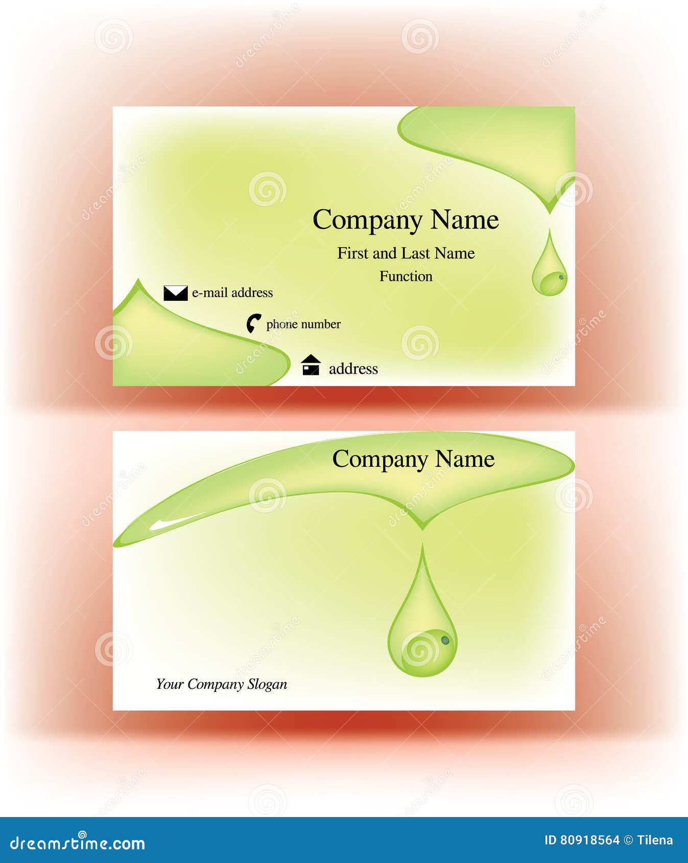 Business Card with Falling Drop Design Stock Vector - Illustration of ...