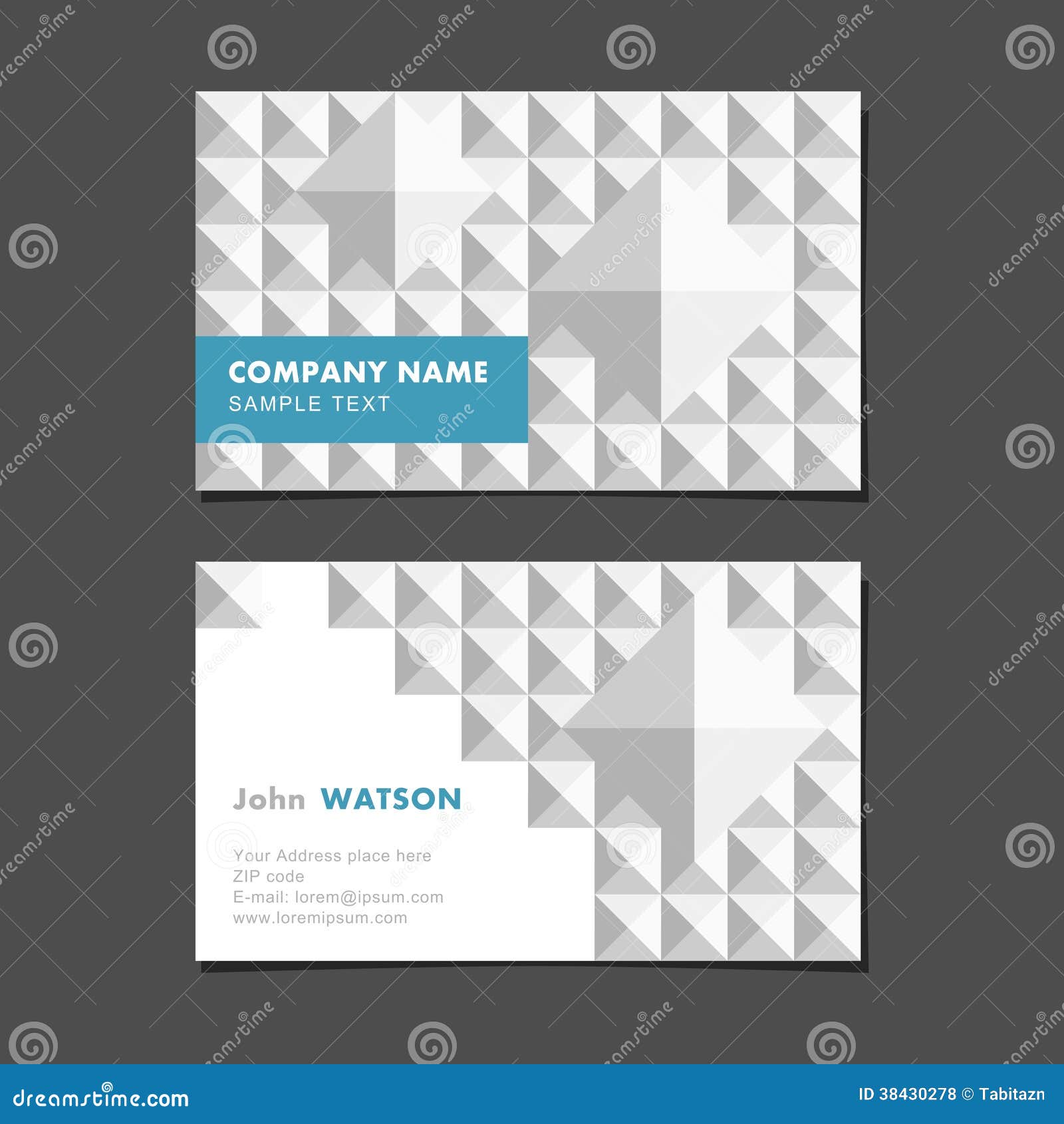 Business Card with Flat Abstract Triangle Pattern Stock Illustration ...