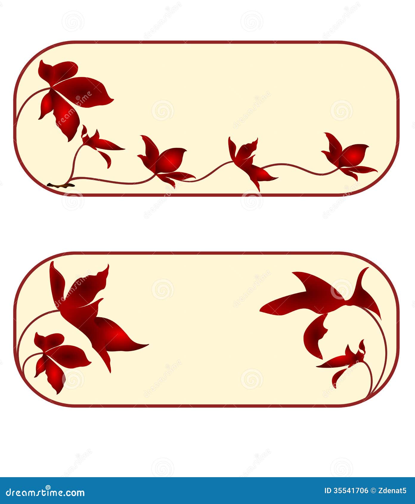 Business Card, Floral, Rectangle, Second Set Stock Vector ...