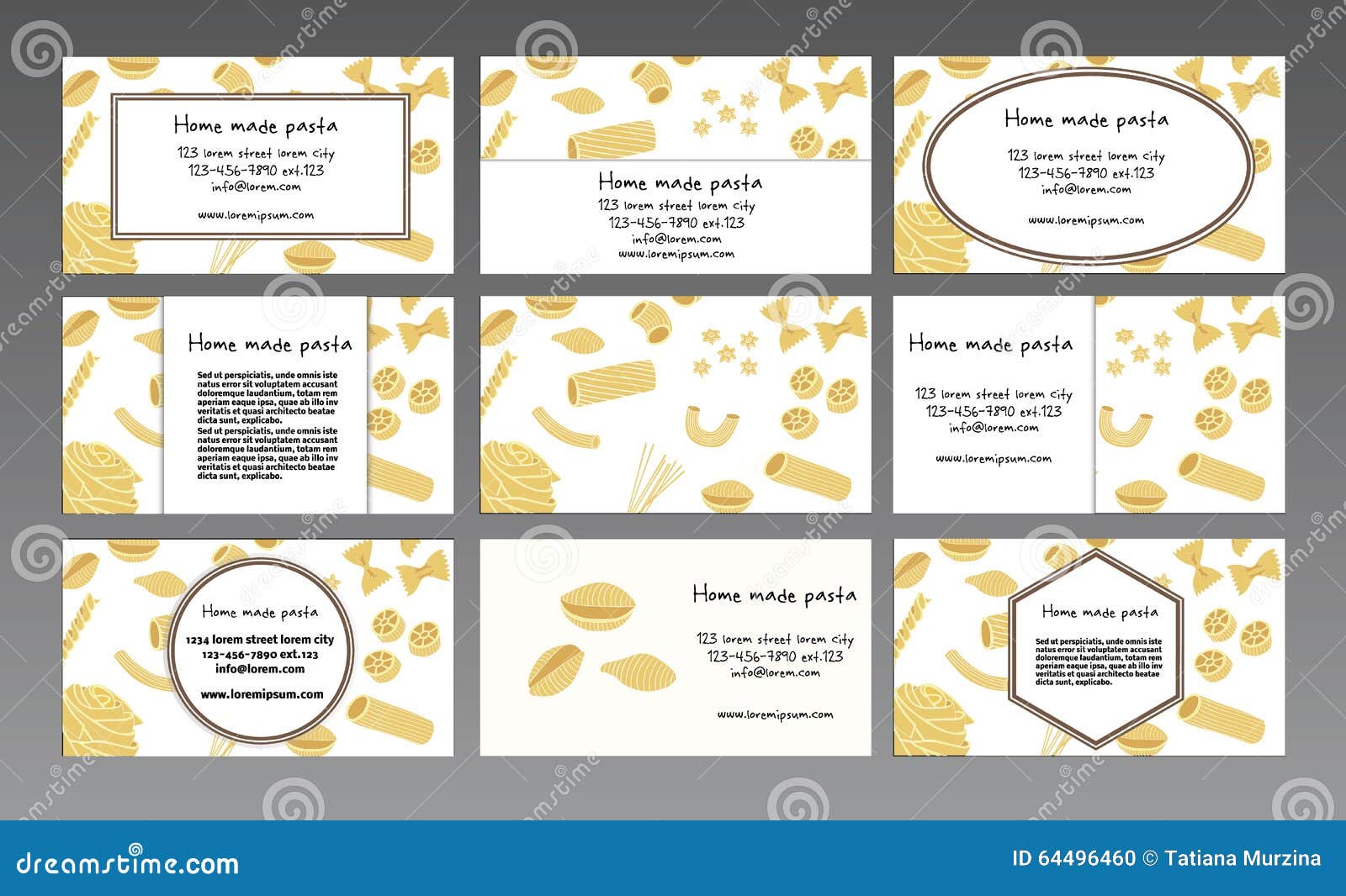 Business Card for a Home Made Pasta. Stock Vector - Illustration of ...