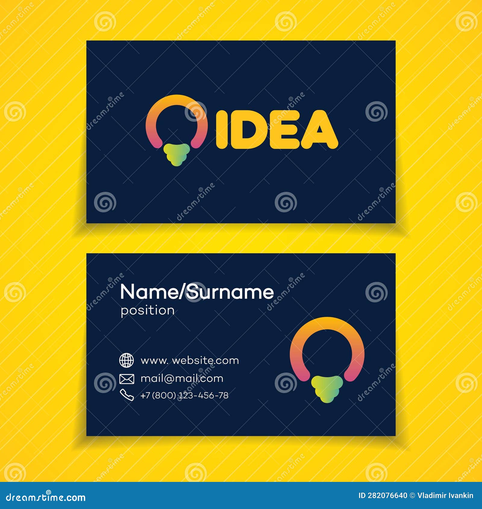 Business Card with Idea Logo Stock Vector - Illustration of solution ...