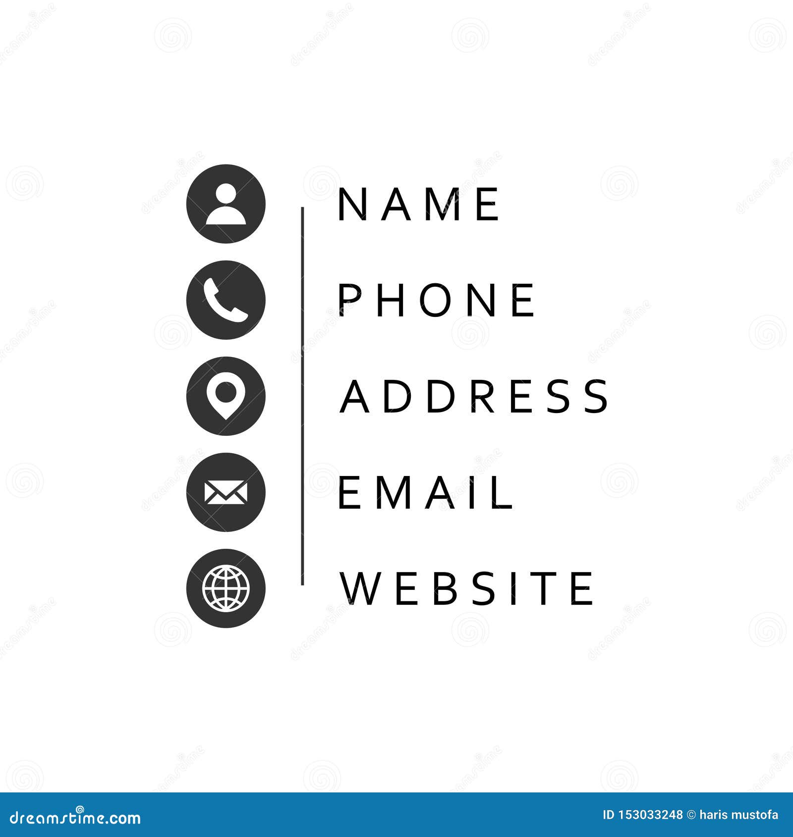 Business Card Information Icon Set Template Vector Stock Vector ...