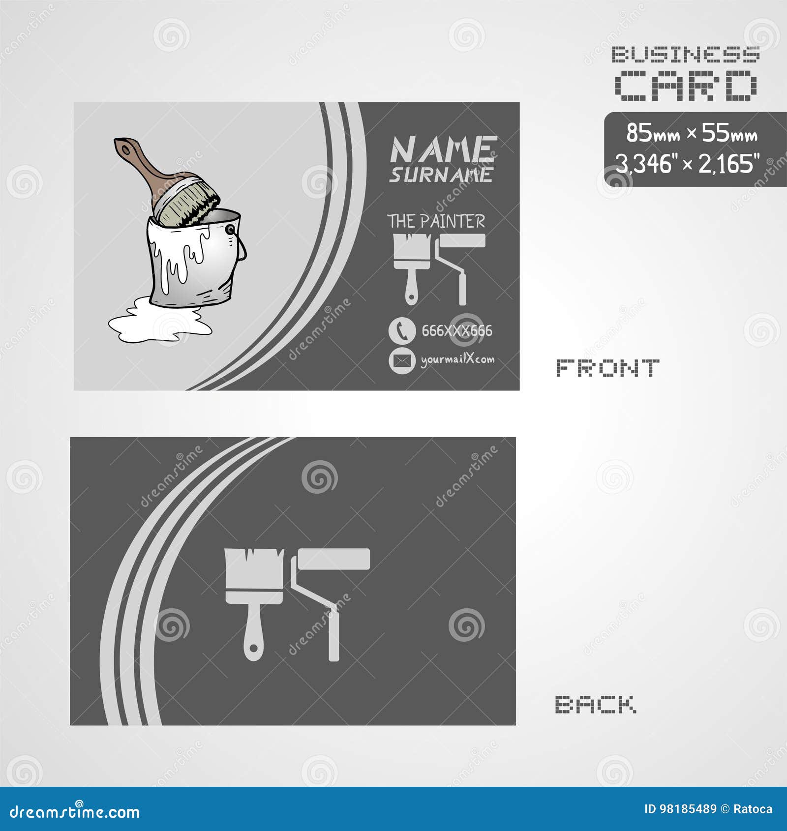 Business Card for Painter Worker Stock Vector - Illustration of painter ...