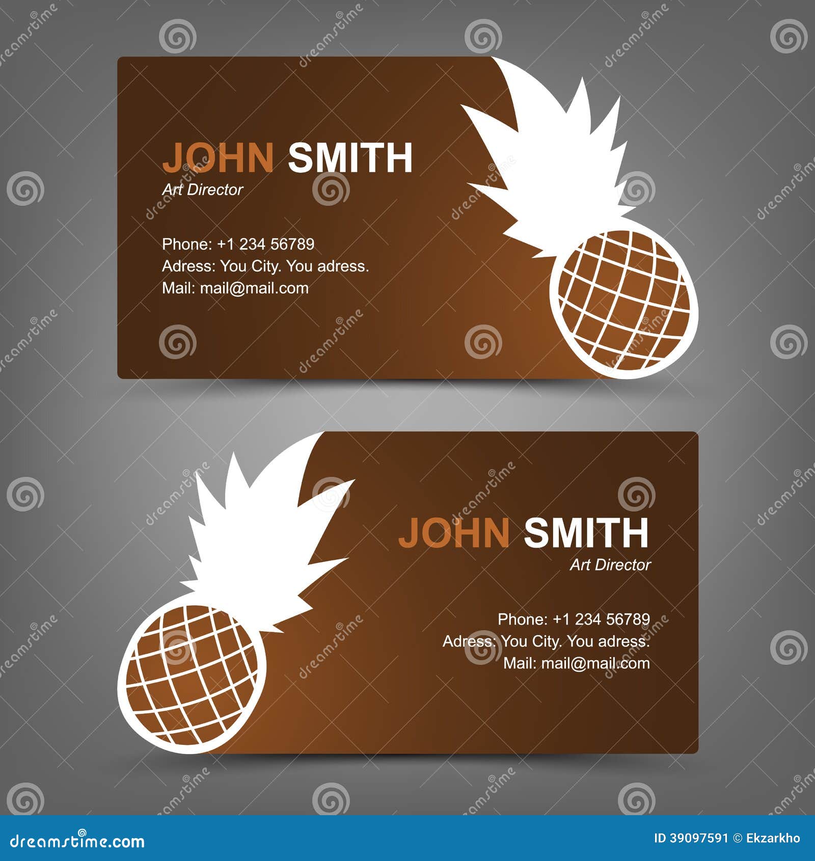 Business card pineapple stock vector. Illustration of leaf - 39097591