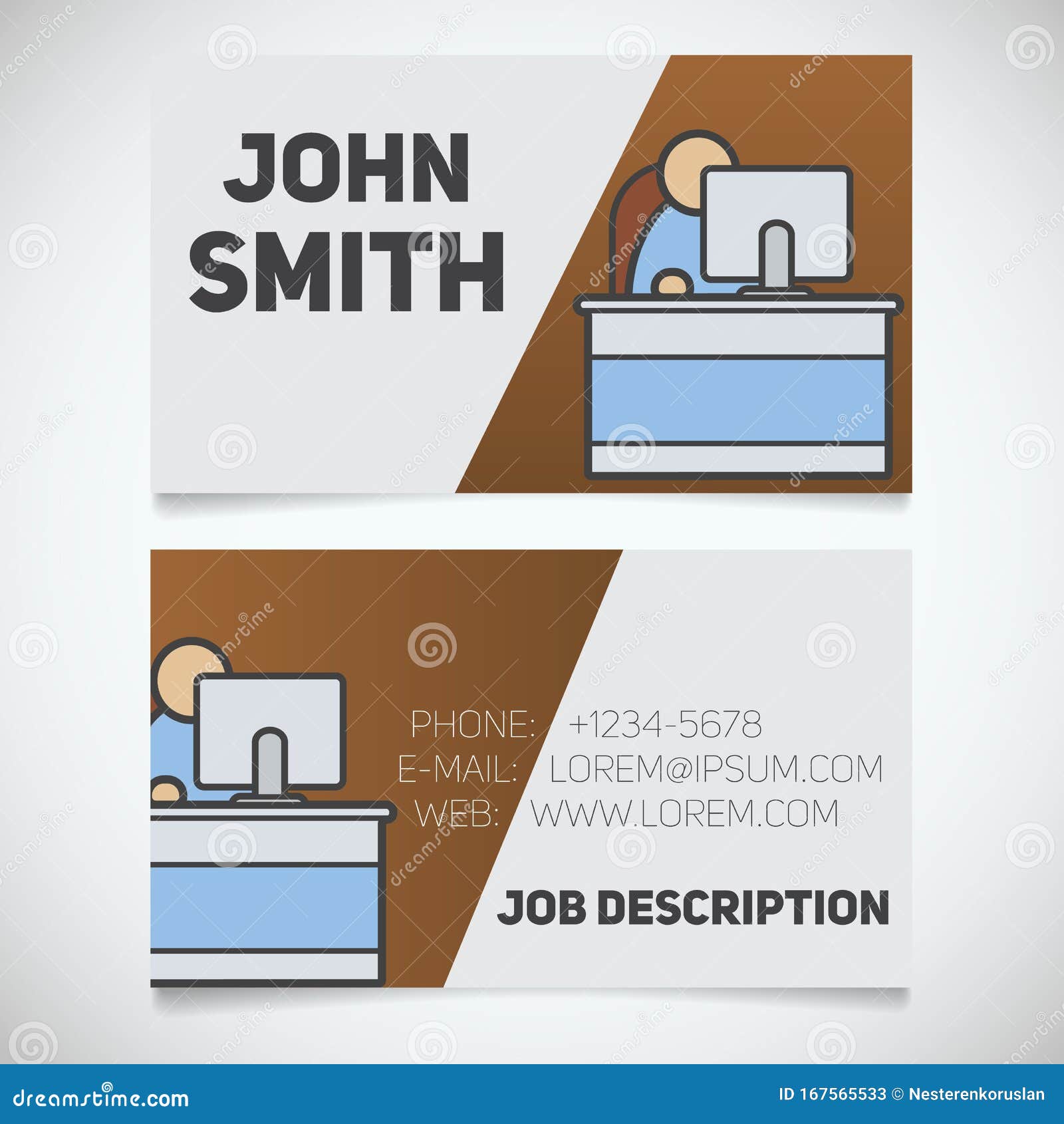 Business Card Print Template with Office Manager Logo Stock Vector ...