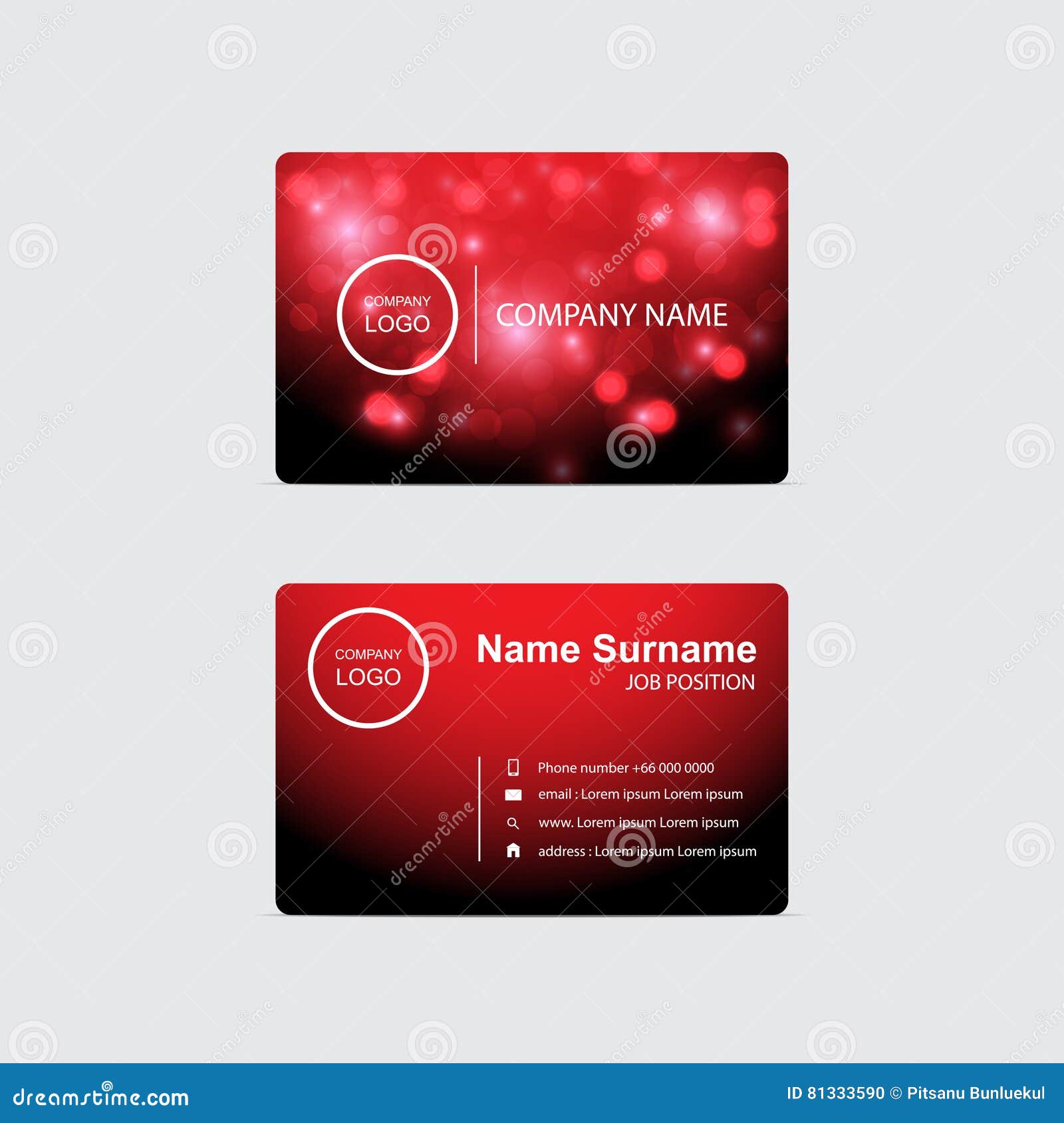 Business Card Red Light Theme Vector Design Stock Vector - Illustration ...