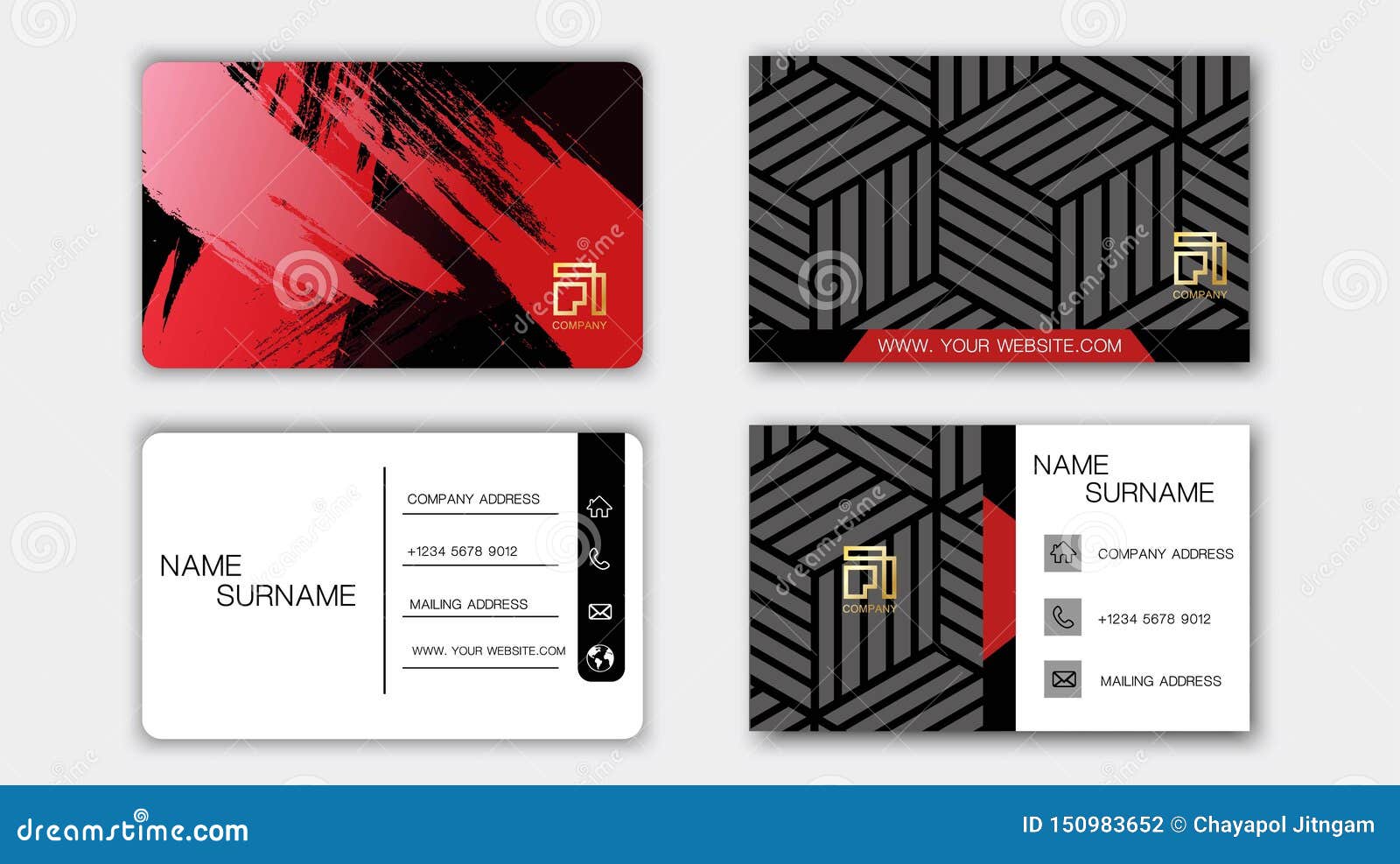 Business Card Set Design. with Inspiration from Abstract. Colorful on ...