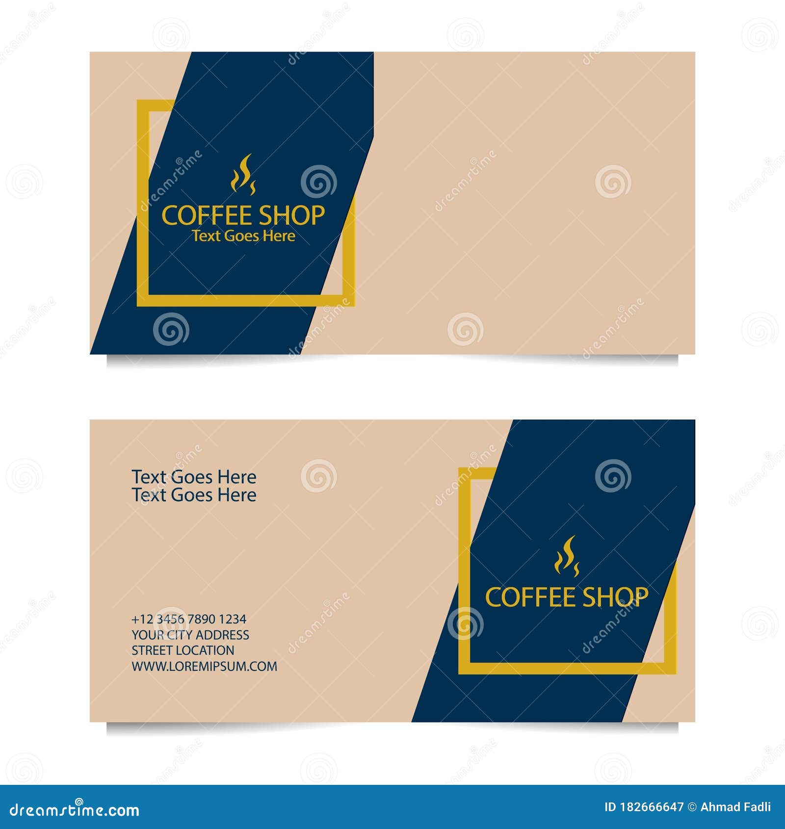 Business Card Template with Beige Background. Stock Vector ...