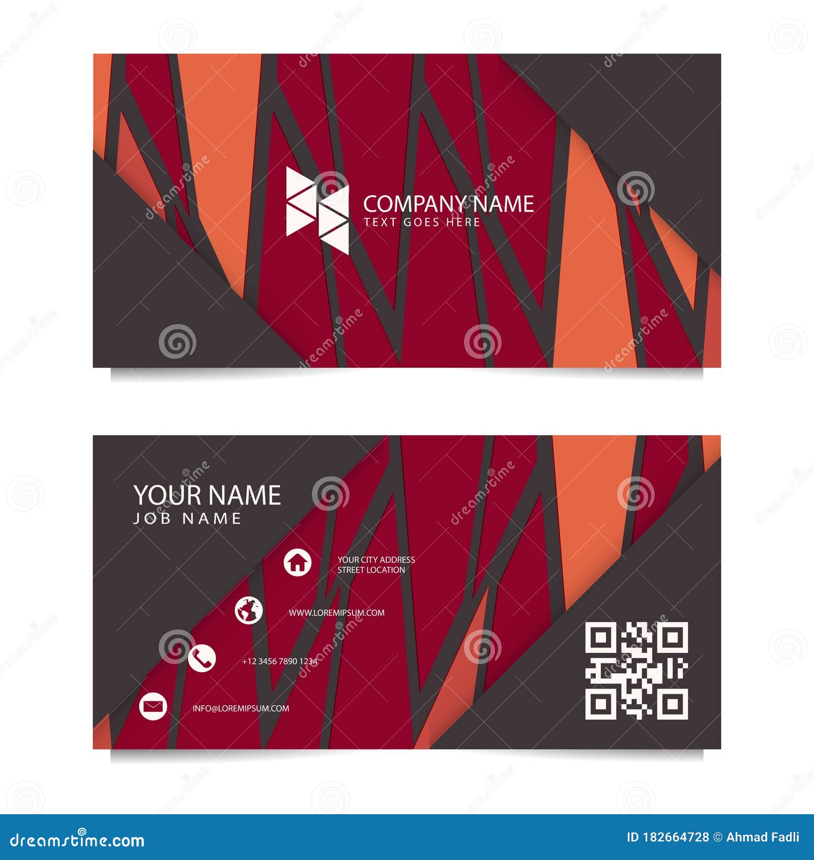 Business Card Template with Black Red Background. Stock Vector ...