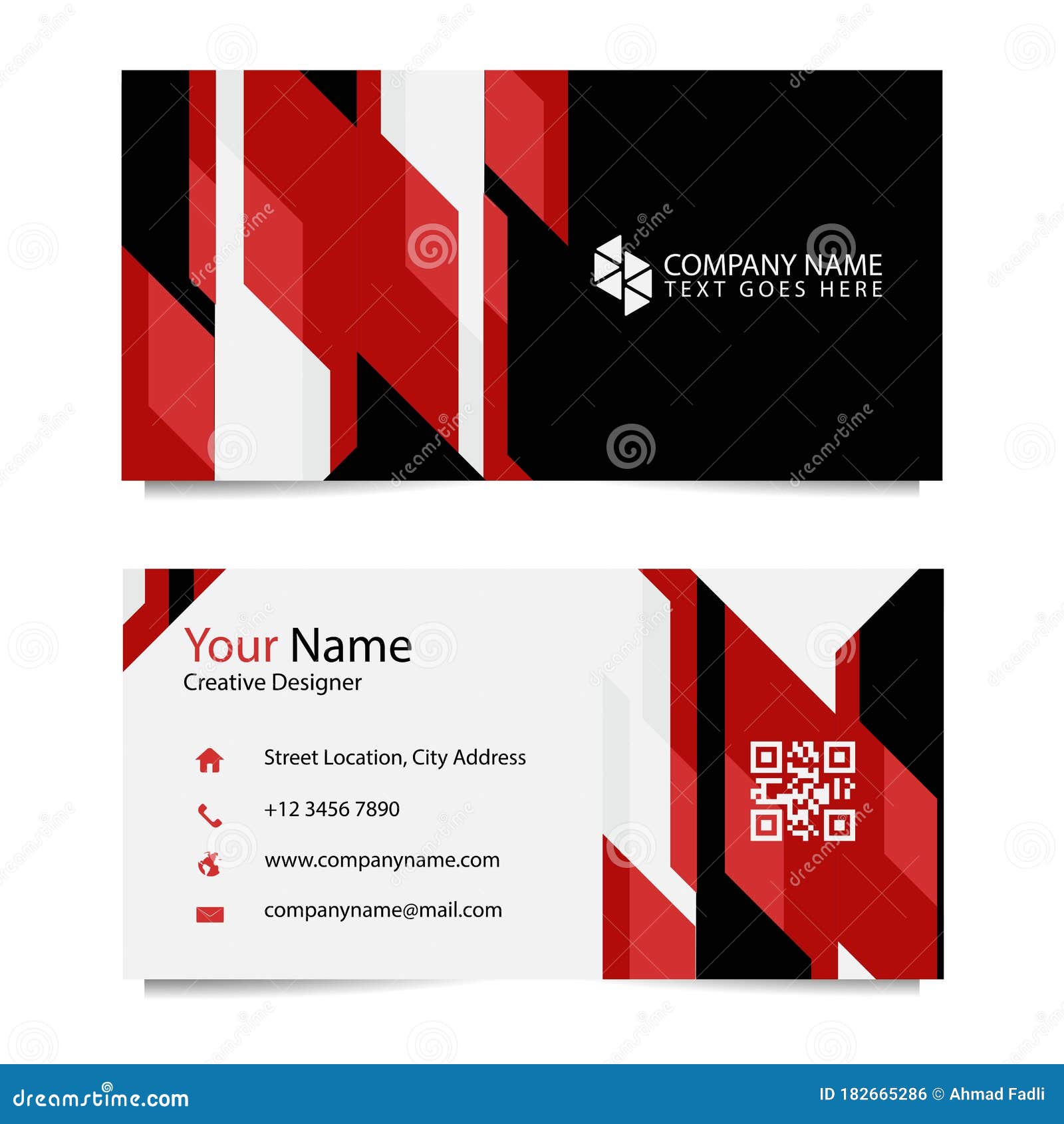 Business Card Template with Black White Red Background. Editorial Photo ...
