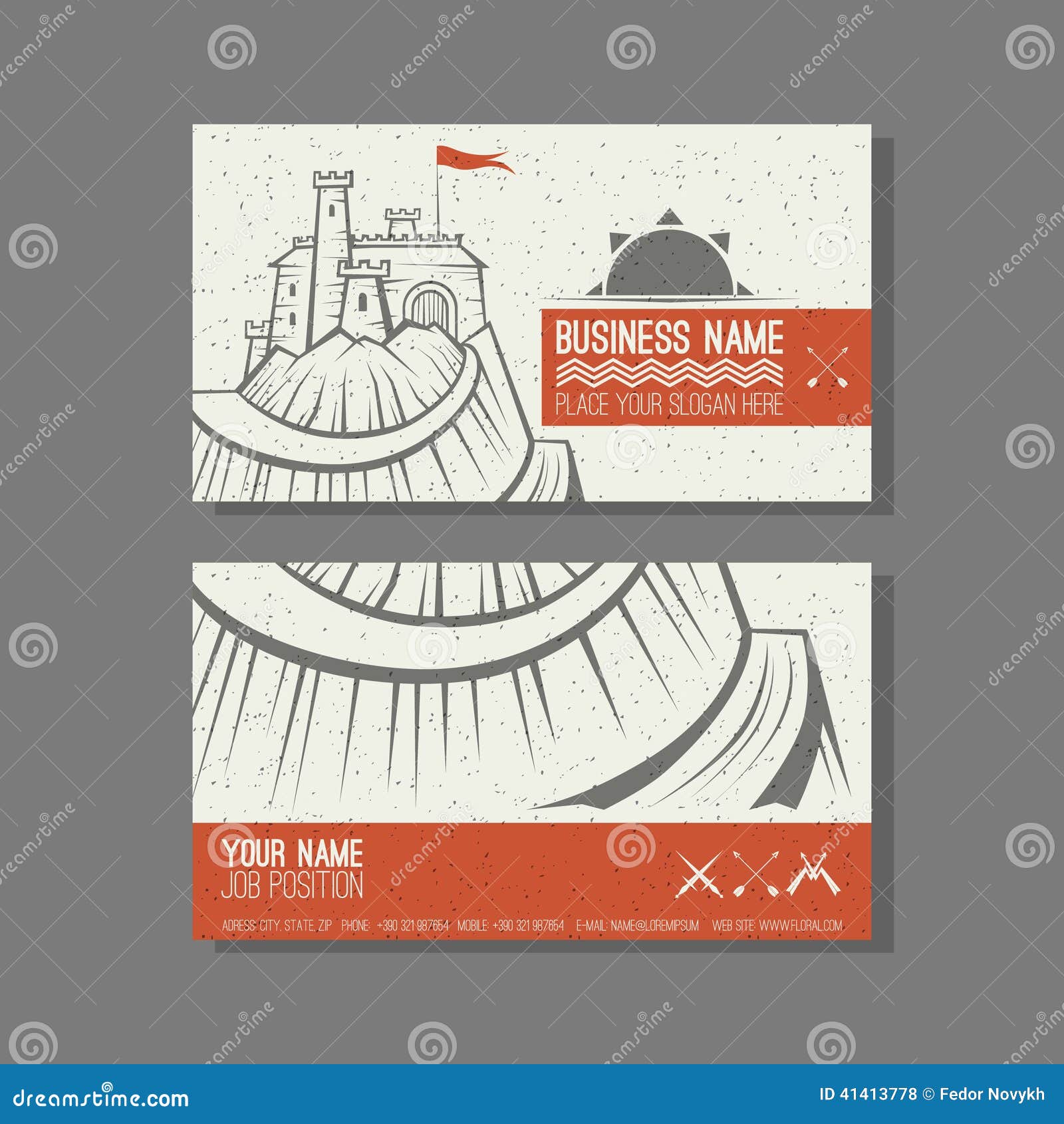 Business Card Template Castle on the Mountain Stock Vector ...