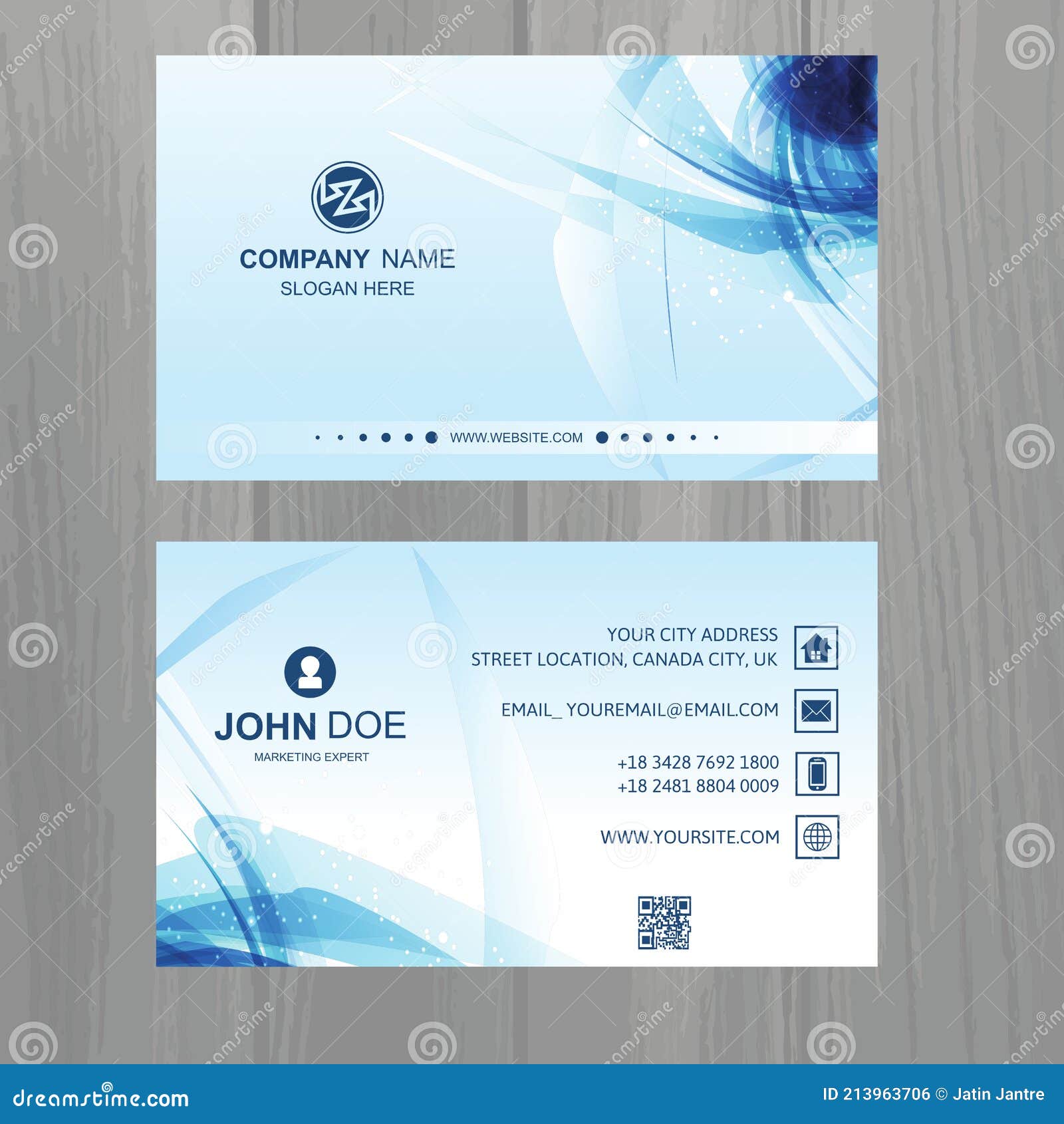 Namecard Template White Color Serrated Lines Pattern On Blue Background ...