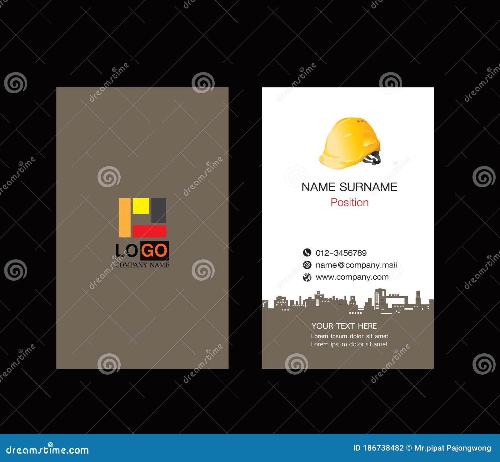 Business Card Template, Engineer Name Card Stock Illustration ...