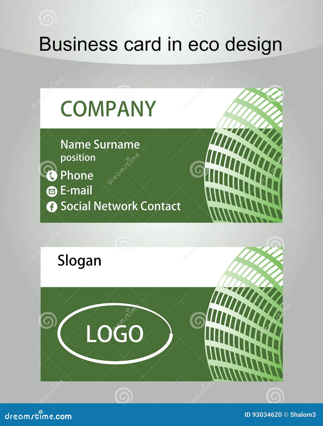 Business Card Template in Green Design Useful for Ecologic or ...