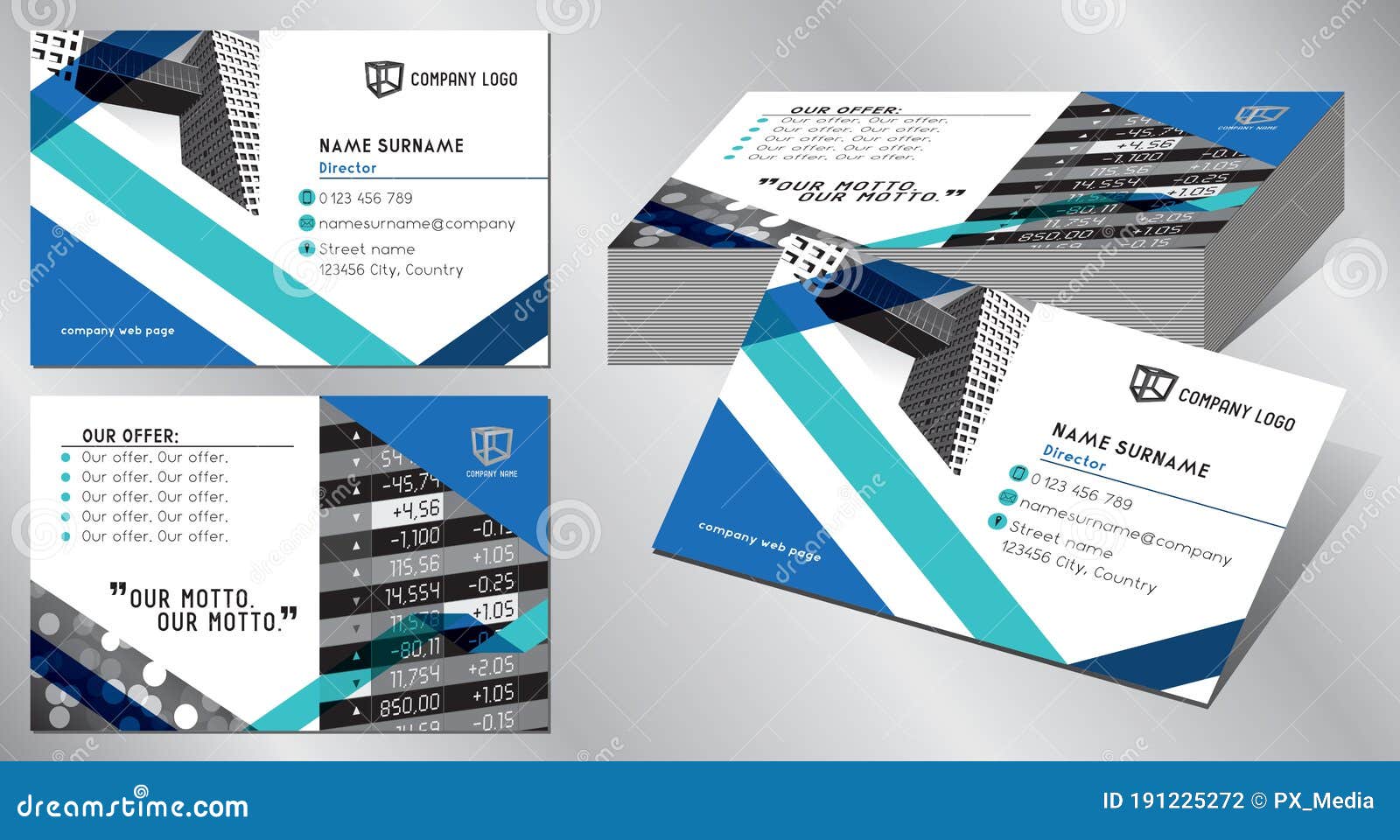 Business Card Template 85x55 Mm - Modern Office Buildings Stock Vector ...