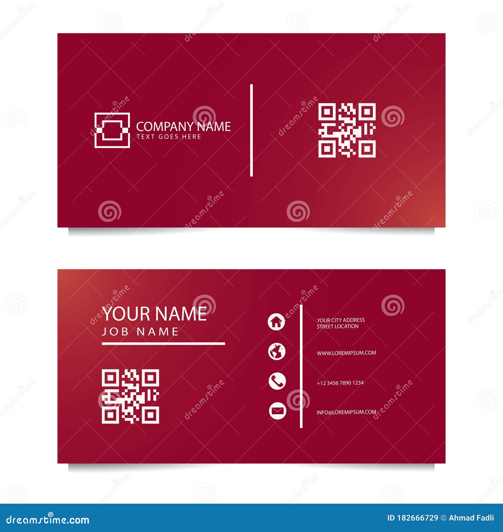Business Card Template with Red Background. Stock Vector - Illustration ...