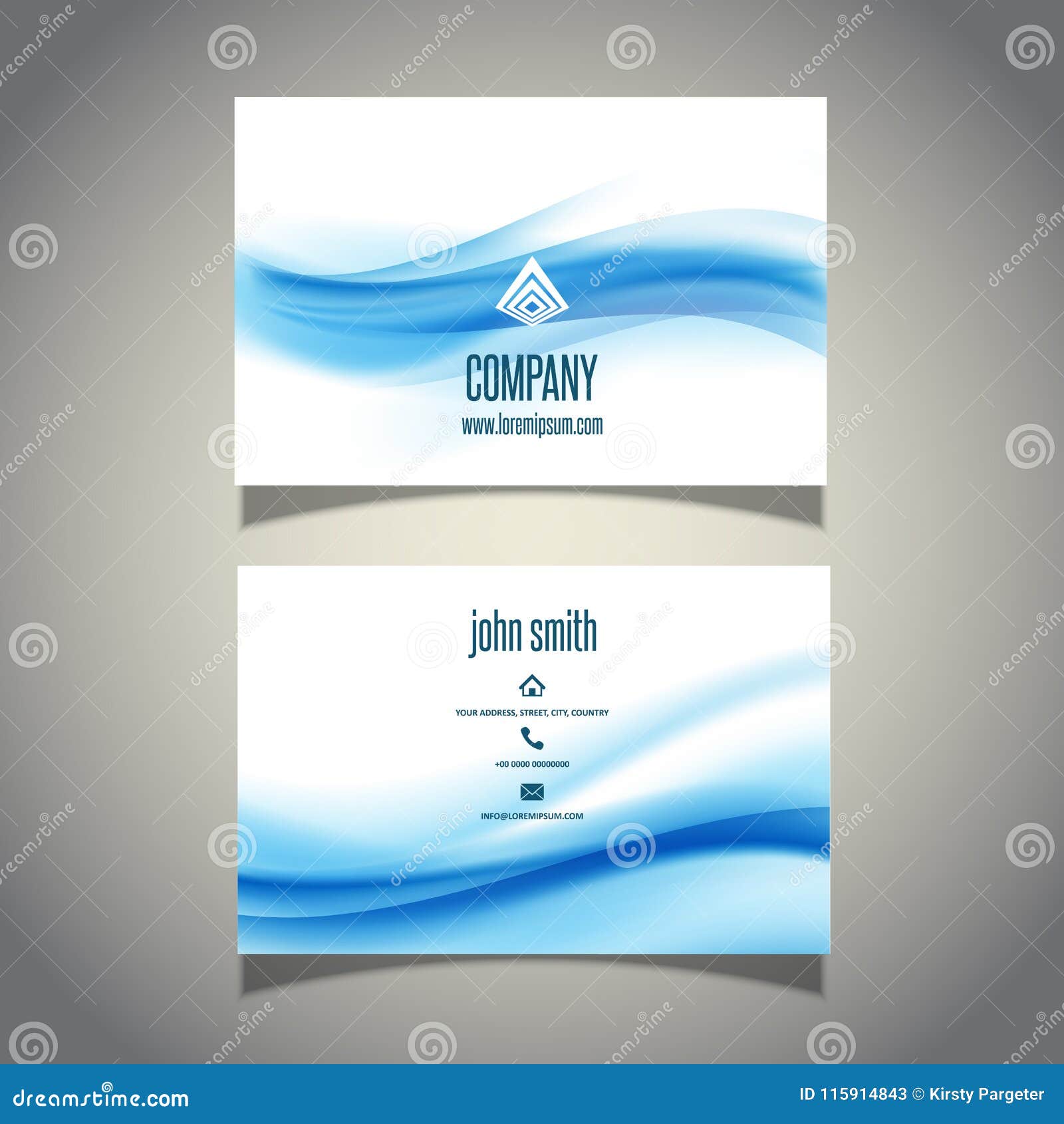 Business Card with Waves Design Stock Vector - Illustration of ...