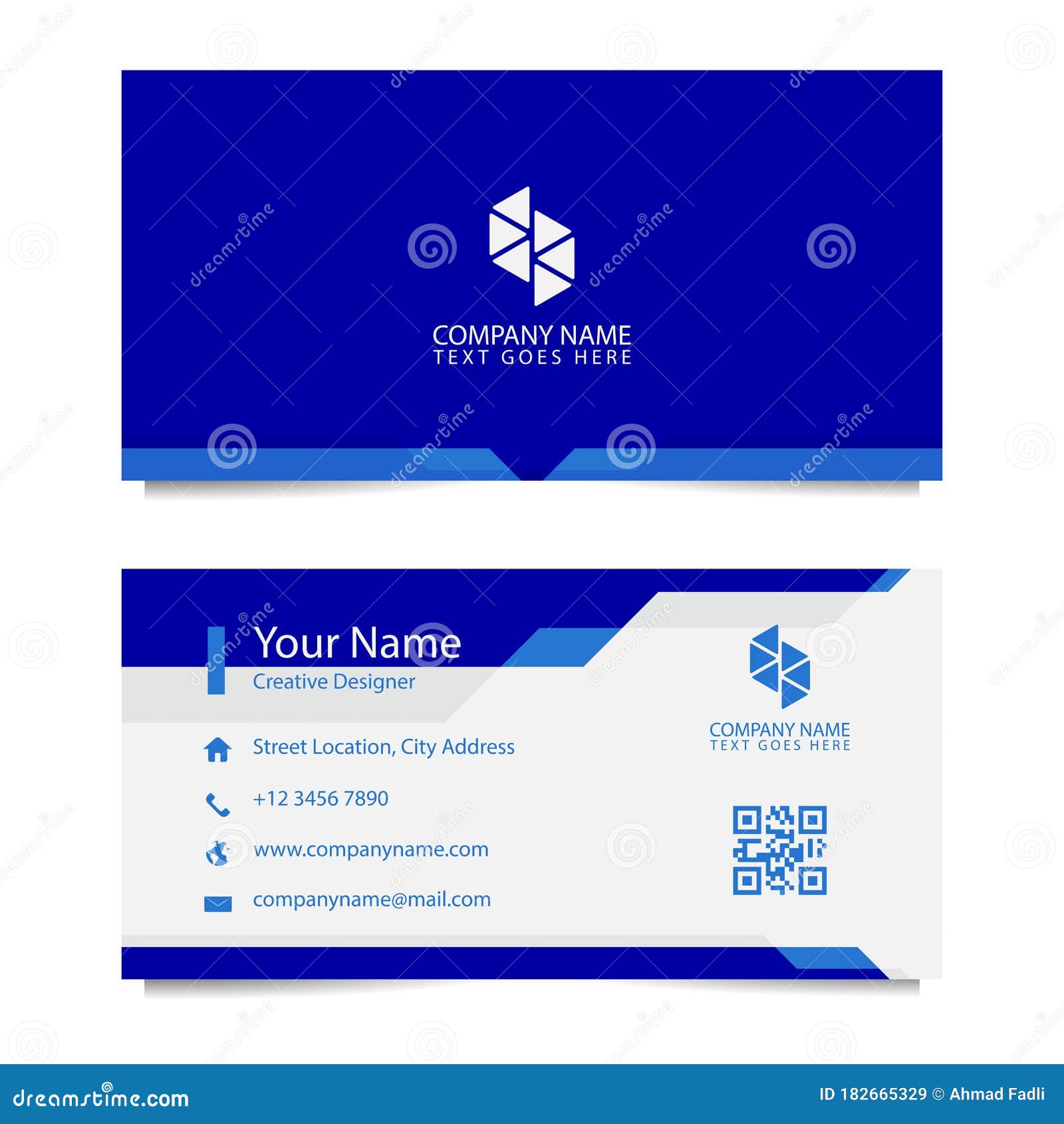 Business Card Template with White Blue Background. Editorial Stock ...