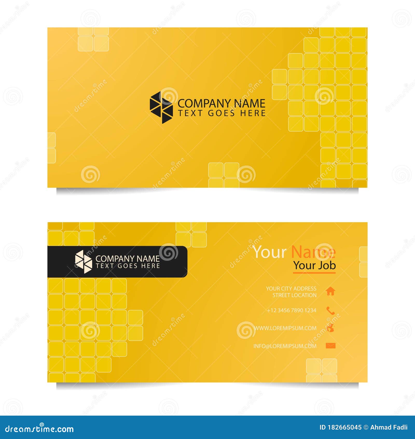 Business Card Template with Yellow Background. Stock Vector ...