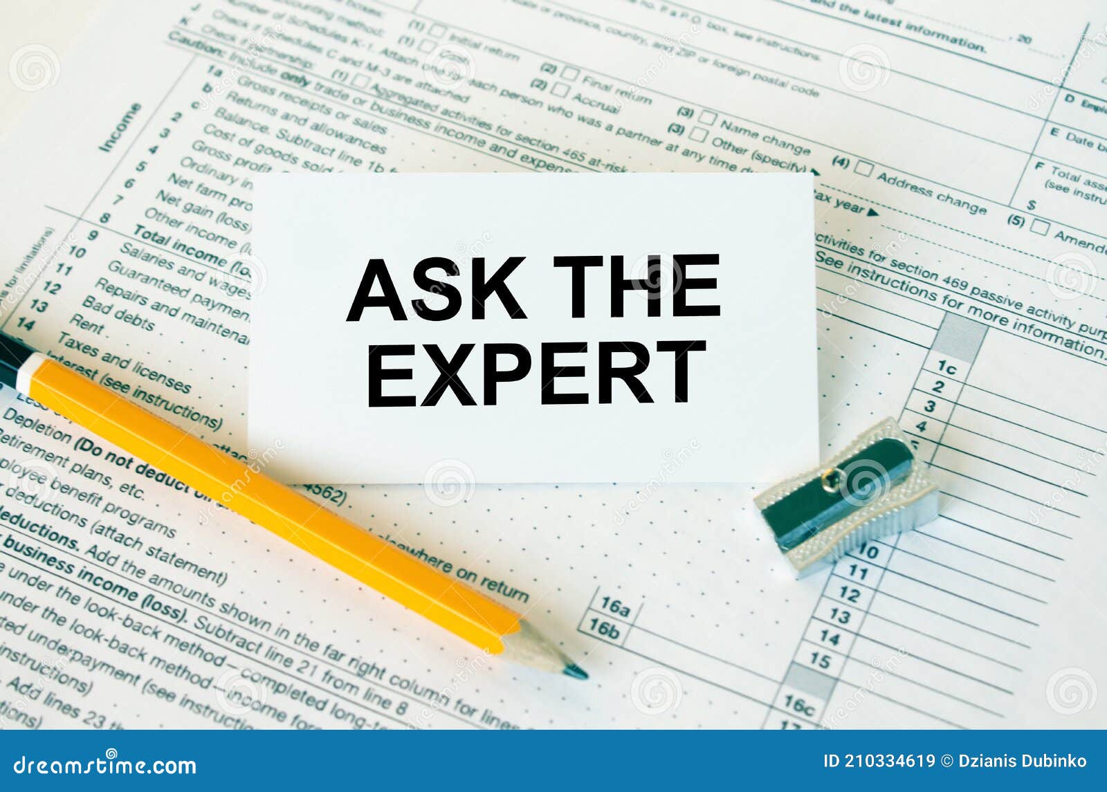 Business Card with Text Ask the Expert on Financial Docs Stock Image ...