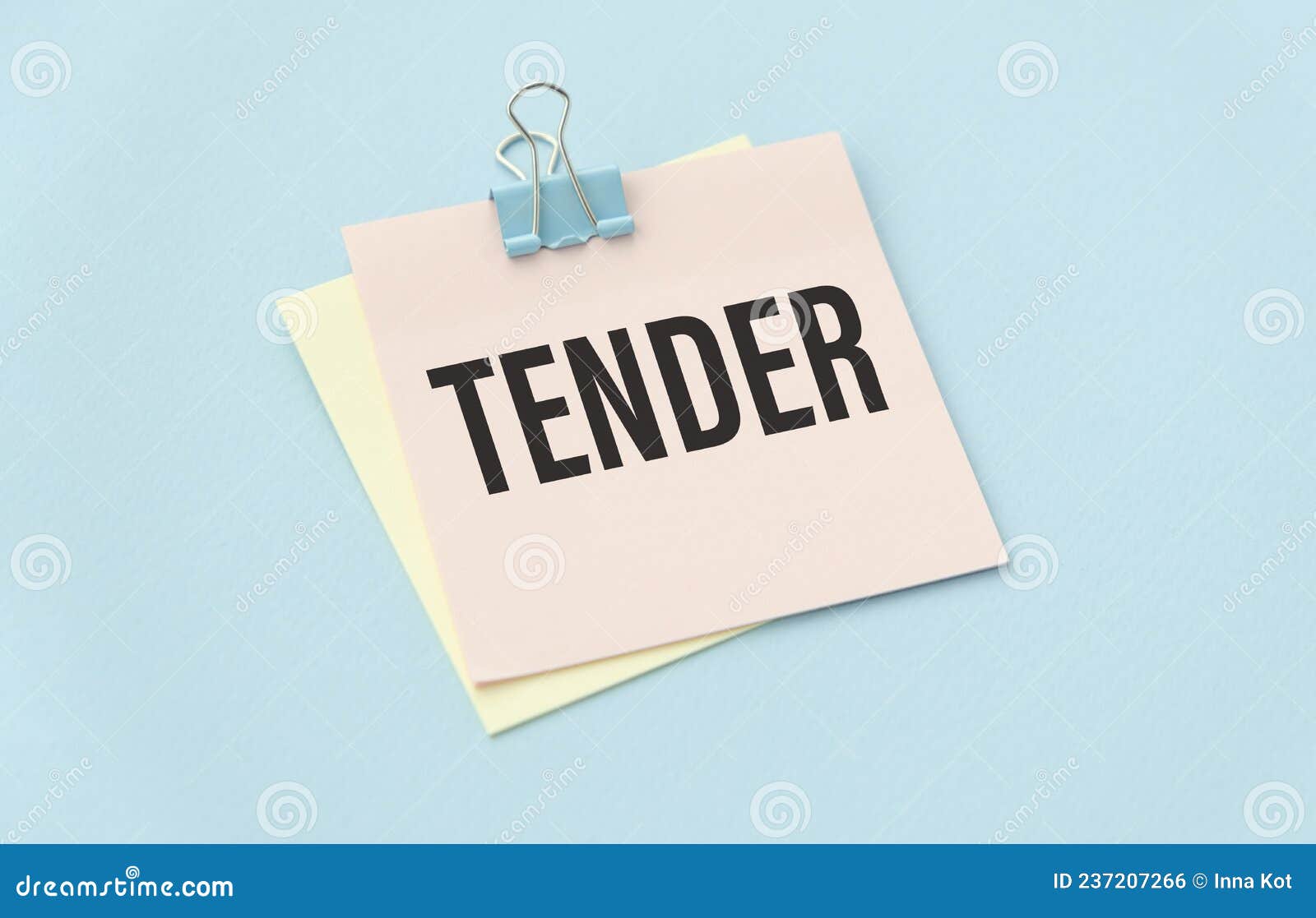 With Text Tender on Blue Background. Financial Concept Stock Photo ...