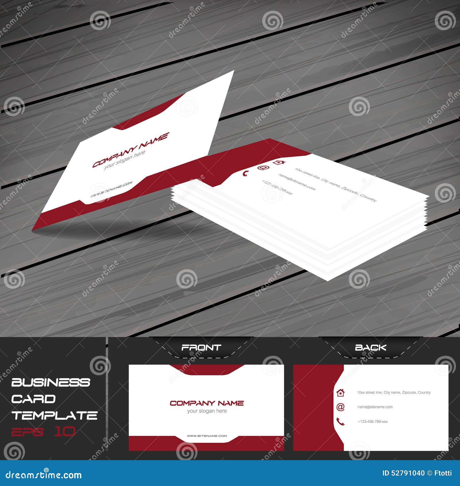 Business Card or Visiting Card Template Stock Vector - Illustration of ...