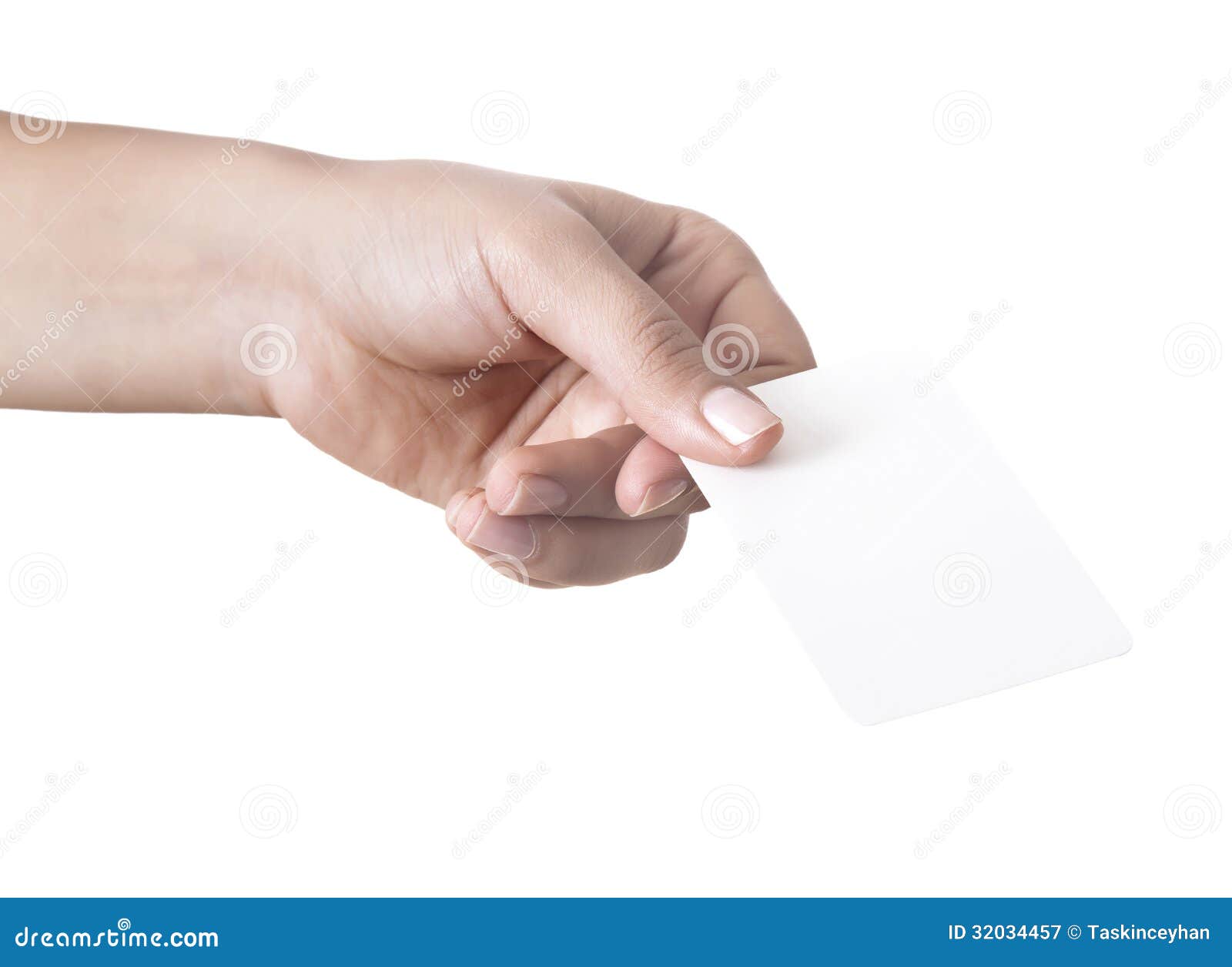 Business Card in Woman Hand Stock Image - Image of human, bill: 32034457