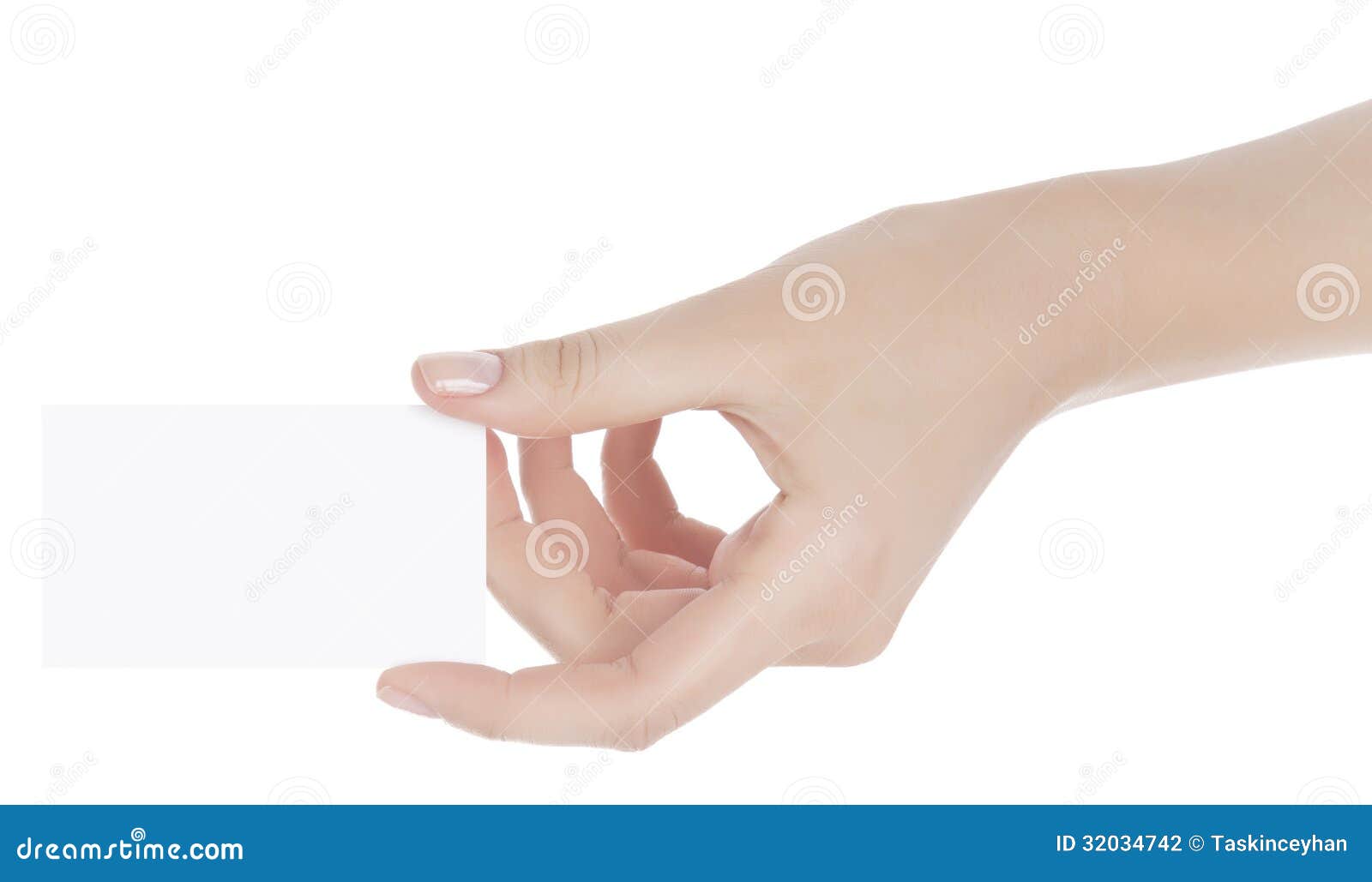 Business Card in Woman Hand Stock Photo - Image of isolated, design ...