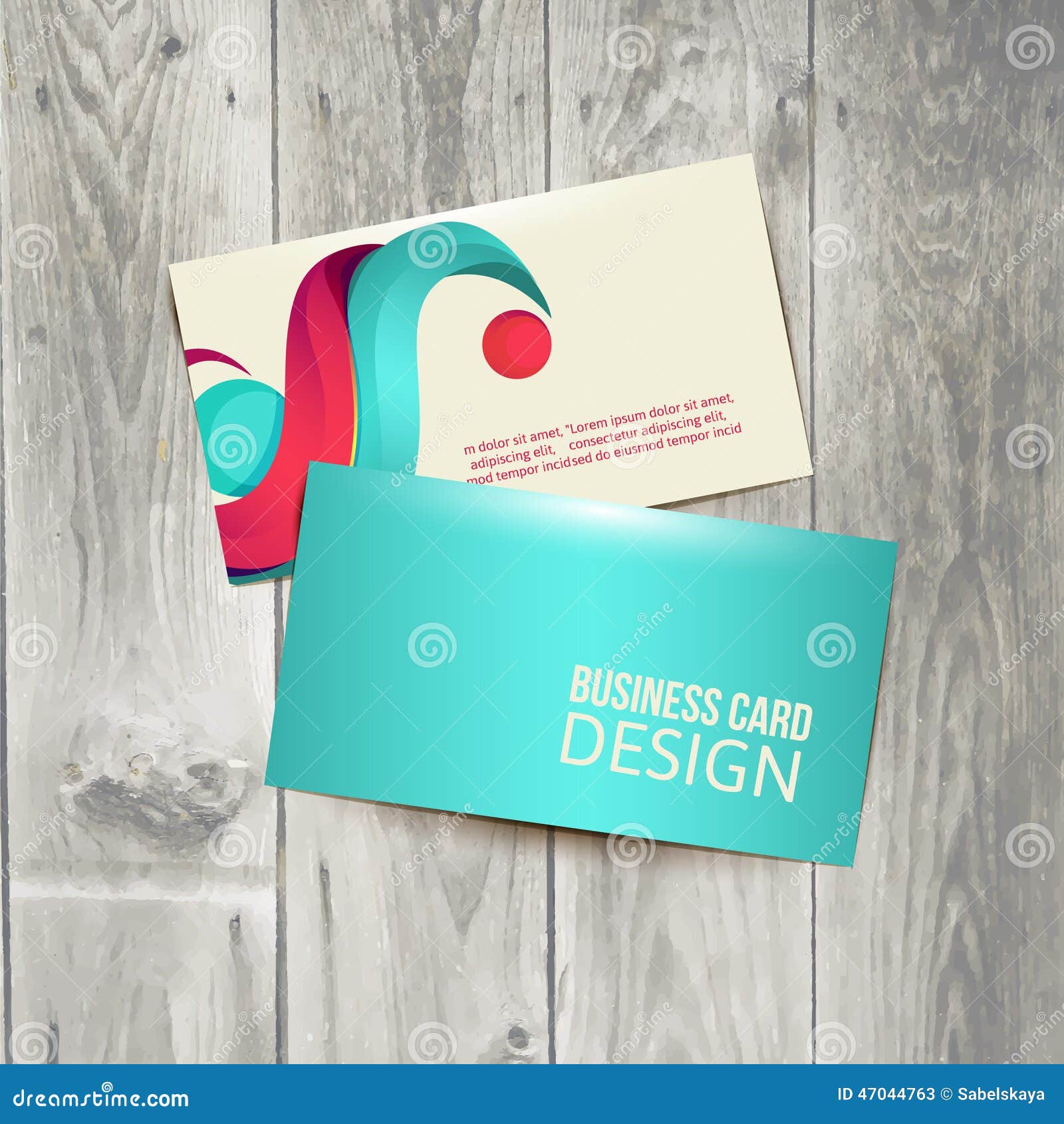 Business Card on the Wooden Table. Stock Vector - Illustration of ...