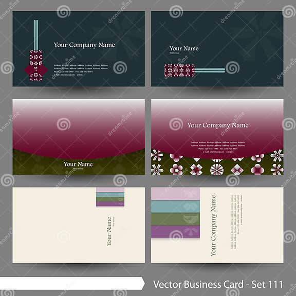 Set of 6 Japanese Motif Business Card Templates with Traditional ...